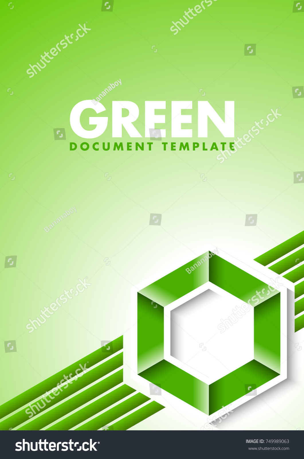 Green Document Template Lines Hexagonal Symbol Stock Vector (Royalty ...