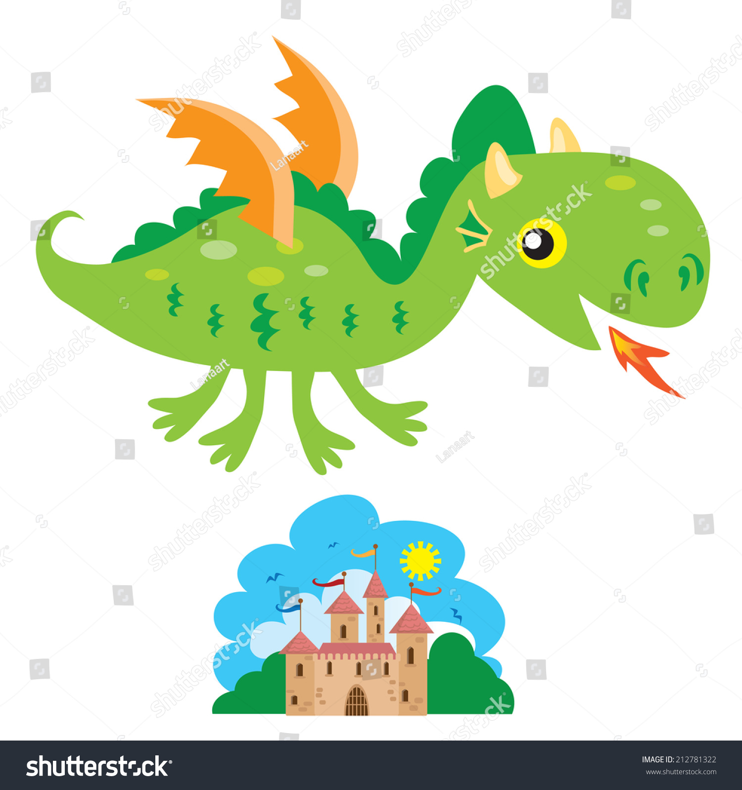 Green Dragon Vector Illustration Stock Vector (Royalty Free) 212781322 ...