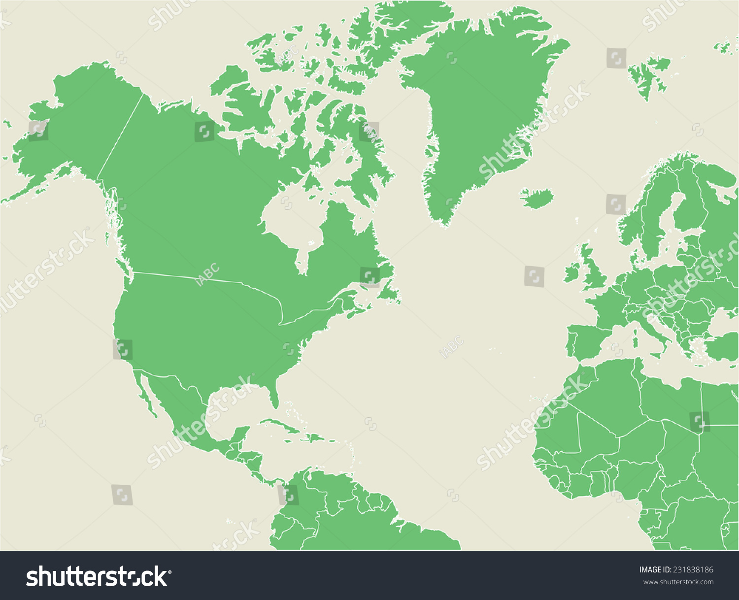 Green Earth Map Countries Borders Stock Vector (Royalty Free) 231838186 ...