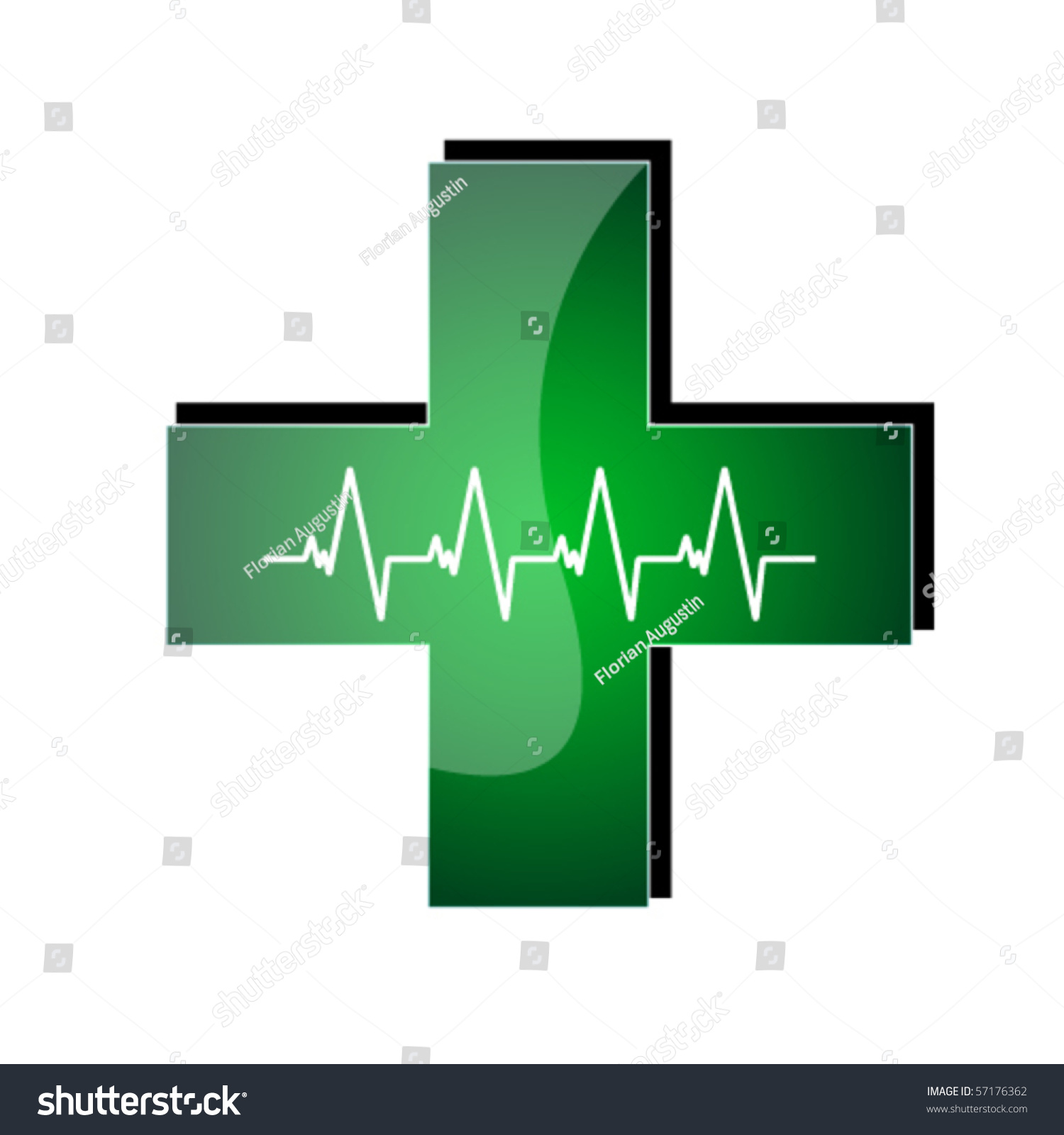 Green Ecg Cross Stock Vector (Royalty Free) 57176362