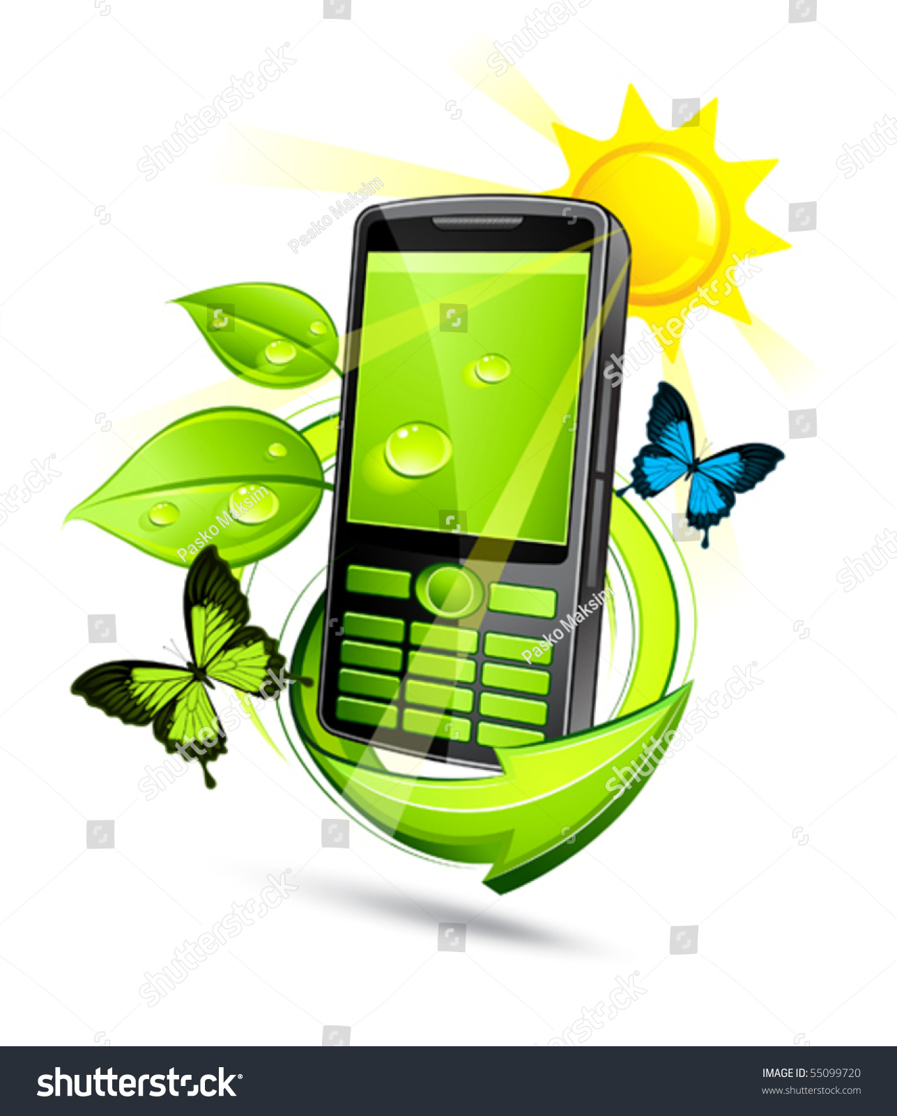 Green Eco Phone Stock Vector (Royalty Free) 55099720 | Shutterstock
