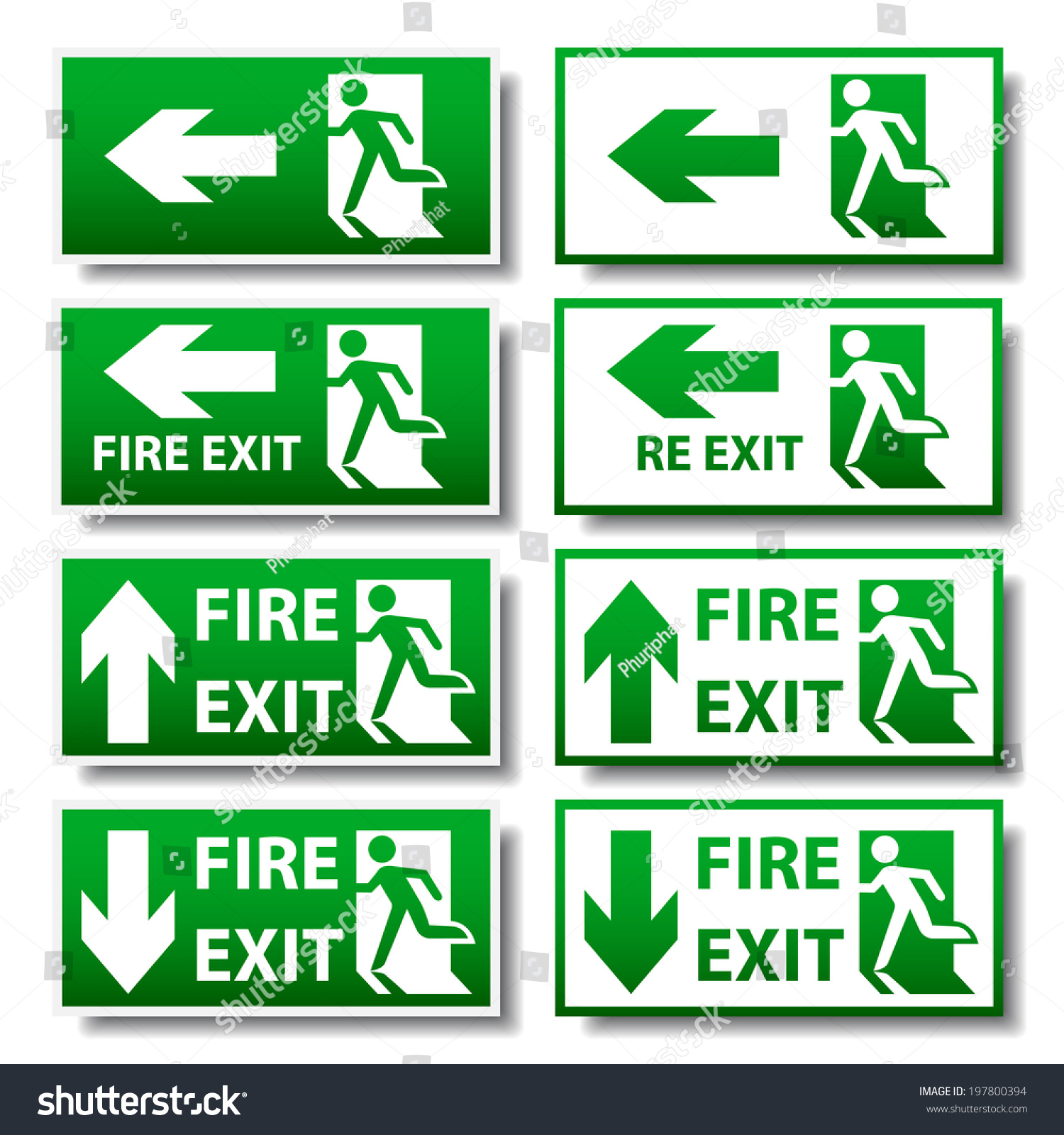 Green Fire Exit Sign Shadow 库存矢量图（免版税）197800394 | Shutterstock