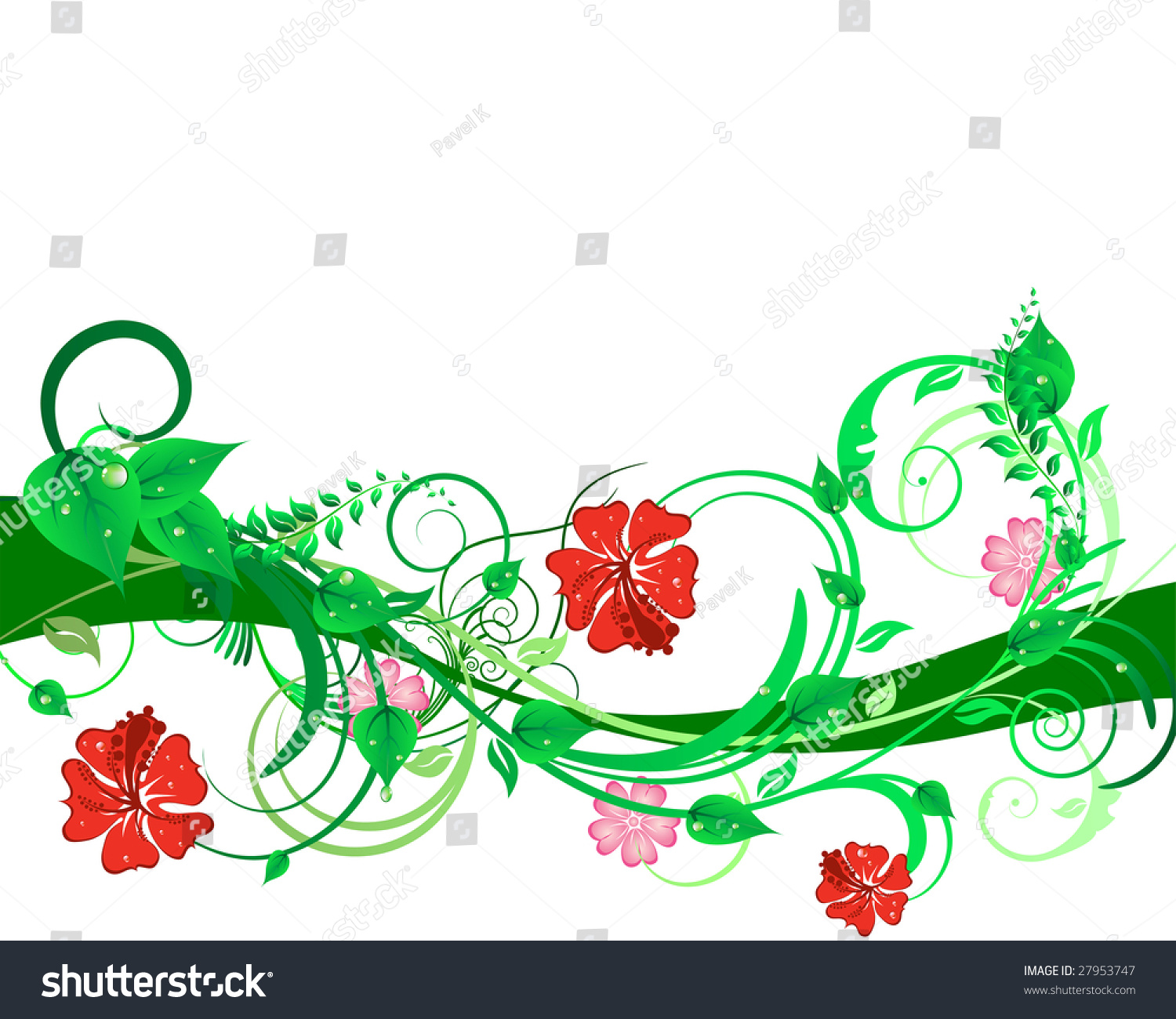 Green Floral Vector Background Design Use Stock Vector (Royalty Free ...