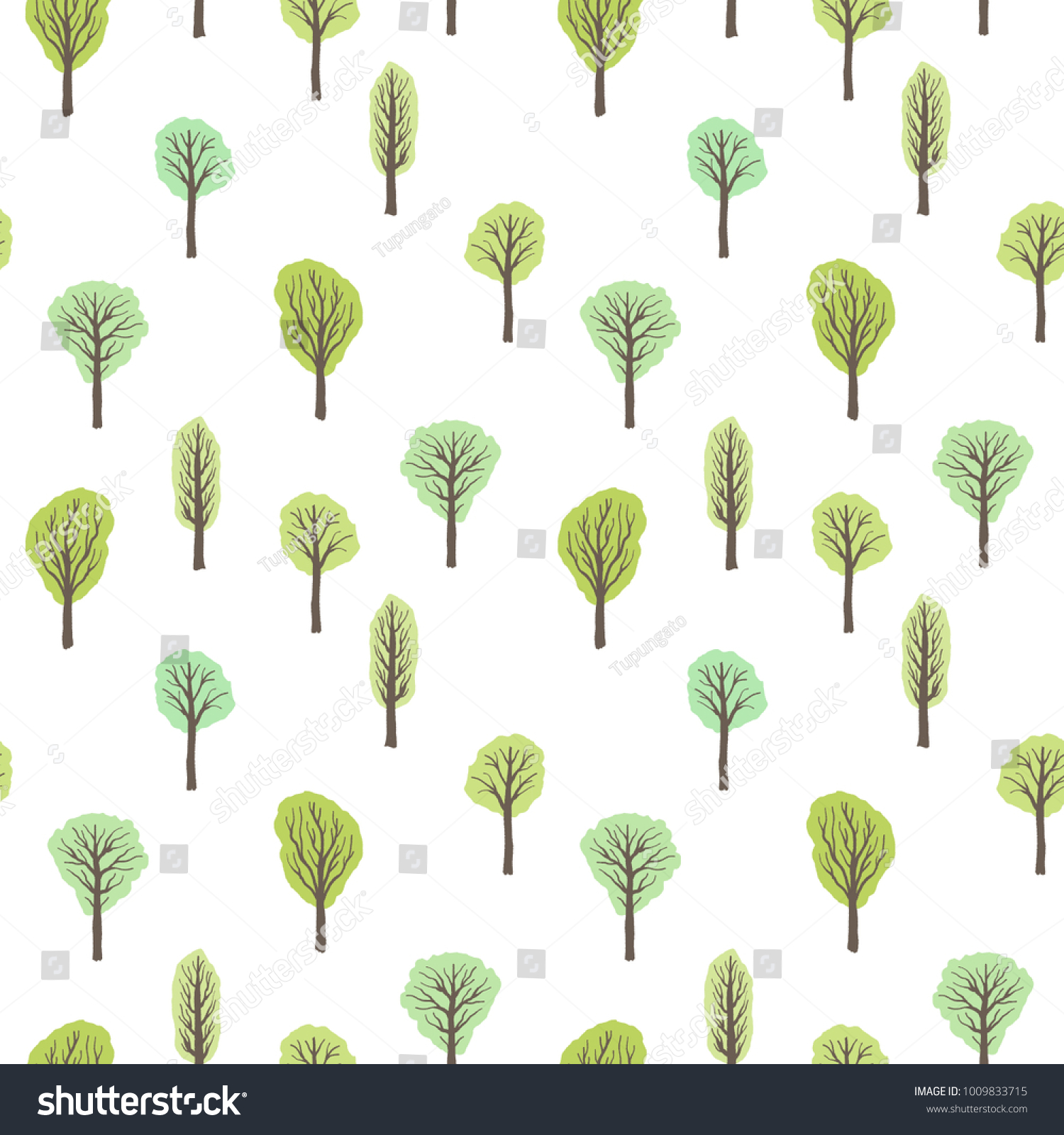 Green Forest Background Seamless Trees Vector Stock Vector (Royalty ...