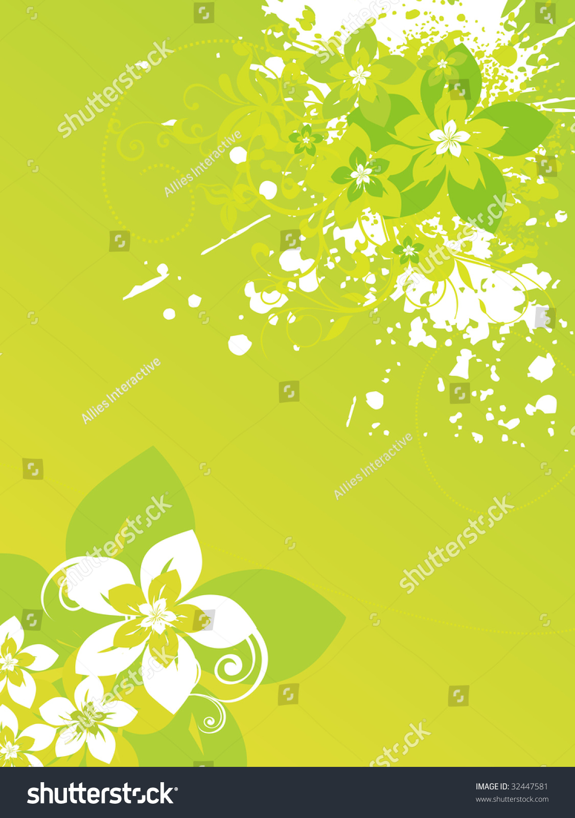 Green Grungy Floral Pattern Background Vector Stock Vector (Royalty ...