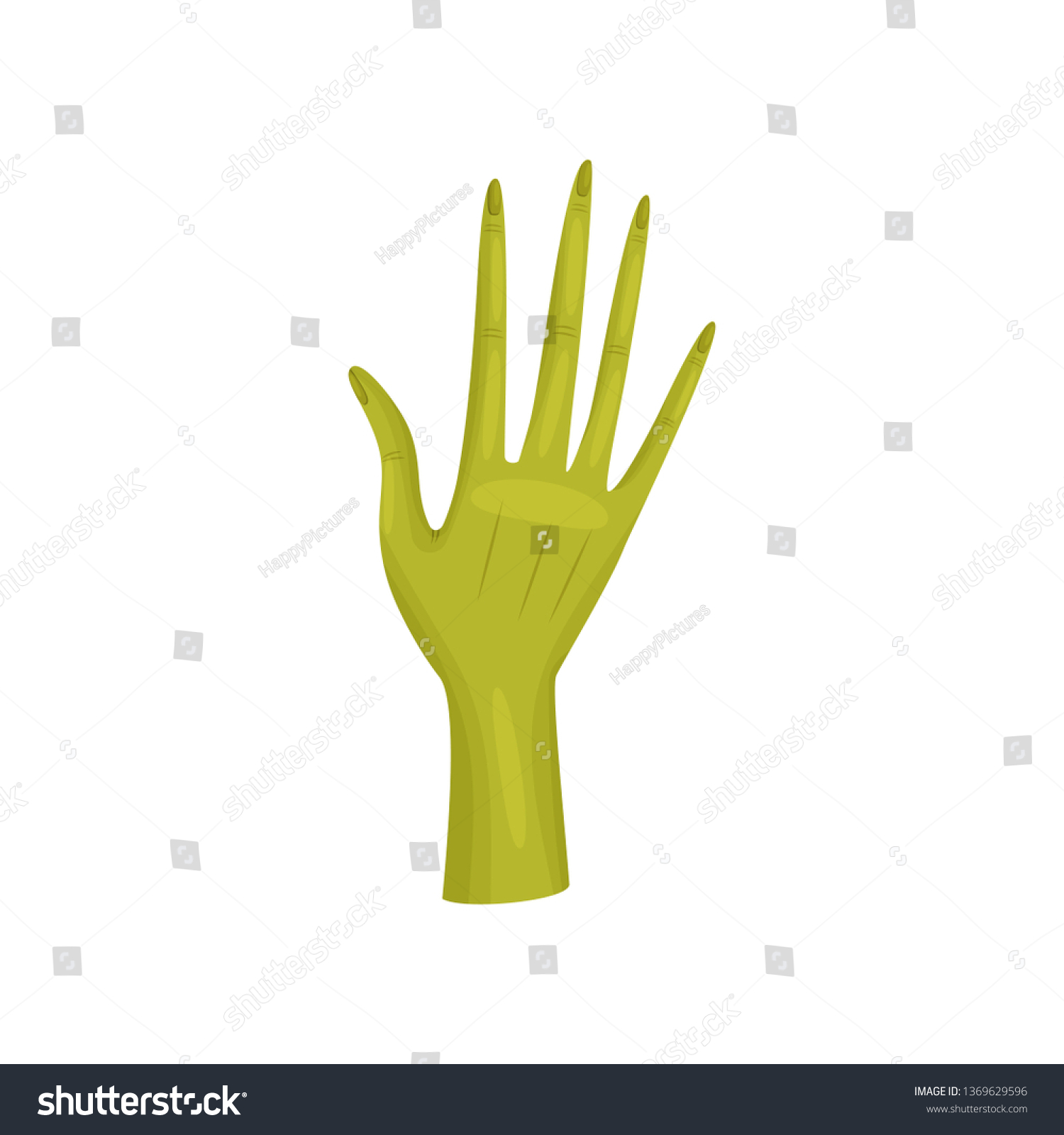 Green Hand Alien On White Background Stock Vector (Royalty Free) 1369629596