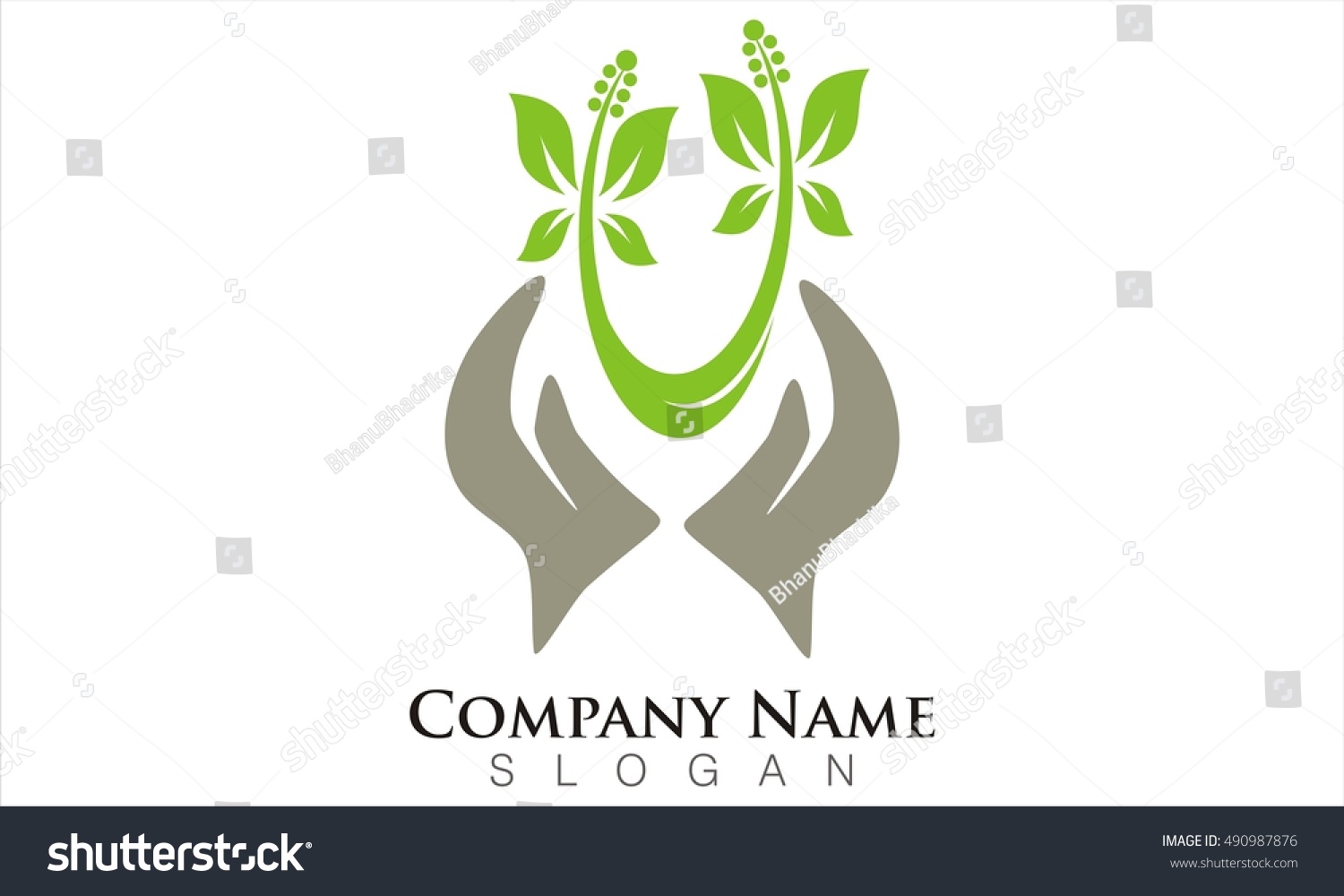 Green Hand Logo Stock Vector (Royalty Free) 490987876