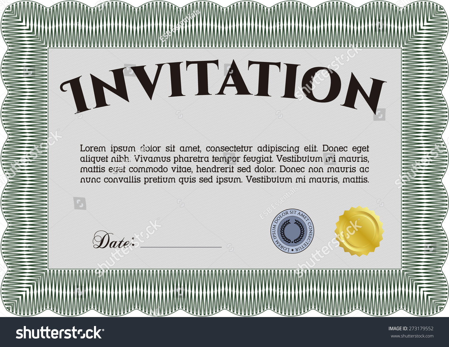 Green Horizontal Invitation Template Stock Vector (Royalty Free) 273179552