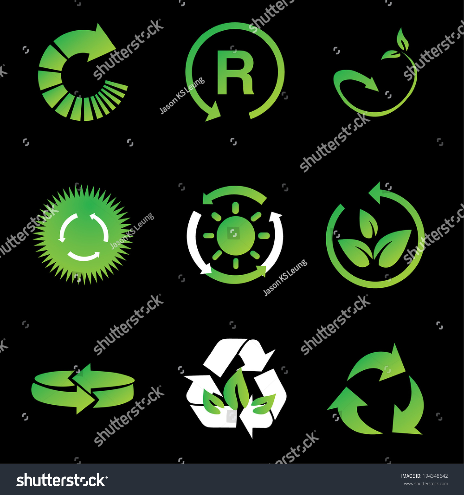 Green Icons Vector Stock Vector (Royalty Free) 194348642