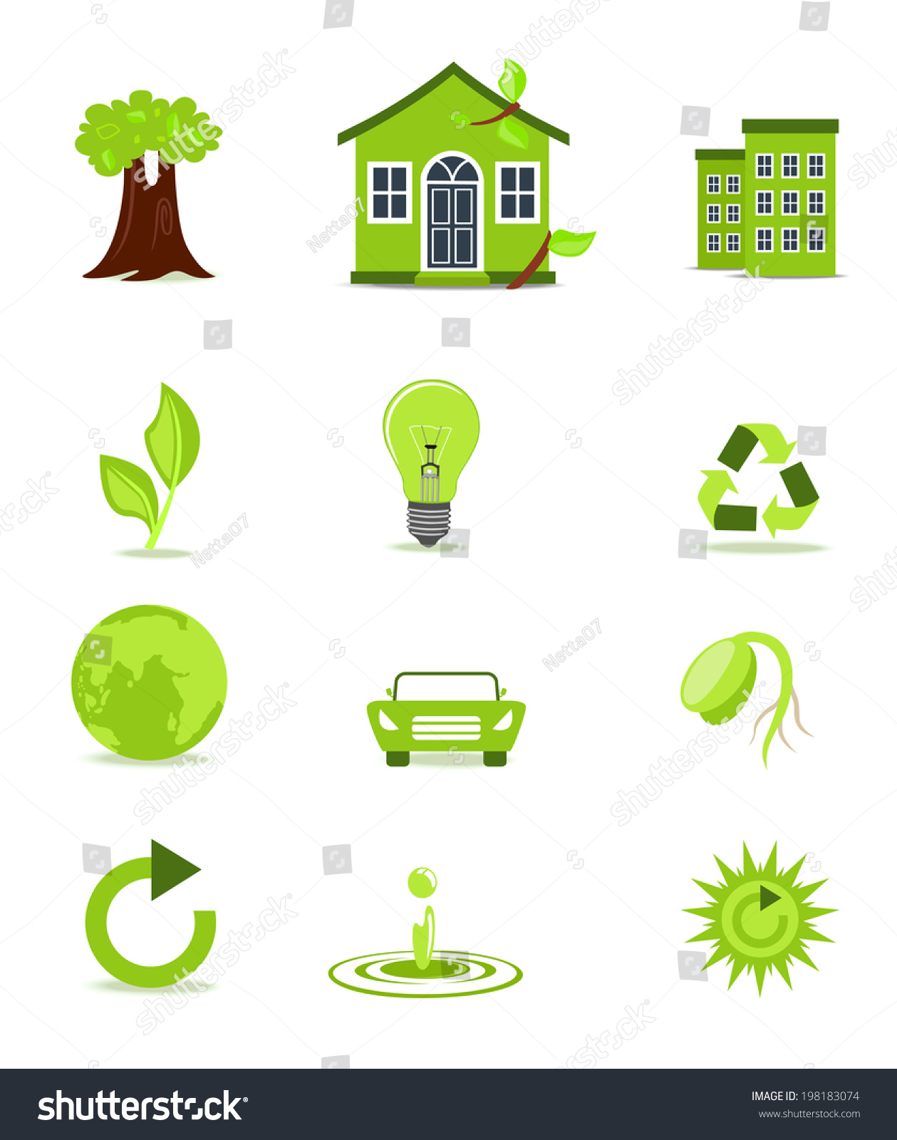 Green Icons Vector Stock Vector (Royalty Free) 198183074 | Shutterstock