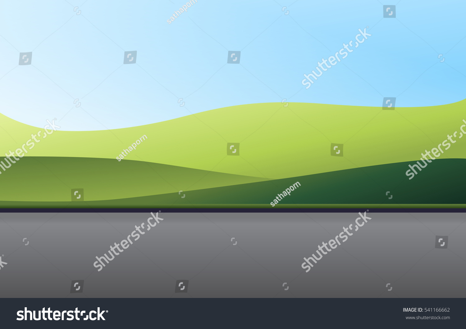Green Landscape Background Road Vector Stock Vector (Royalty Free ...