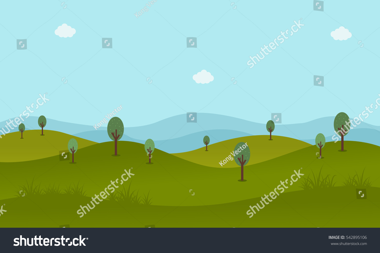 Green Landscape Vector Flat Illustration Stock Vector (Royalty Free ...