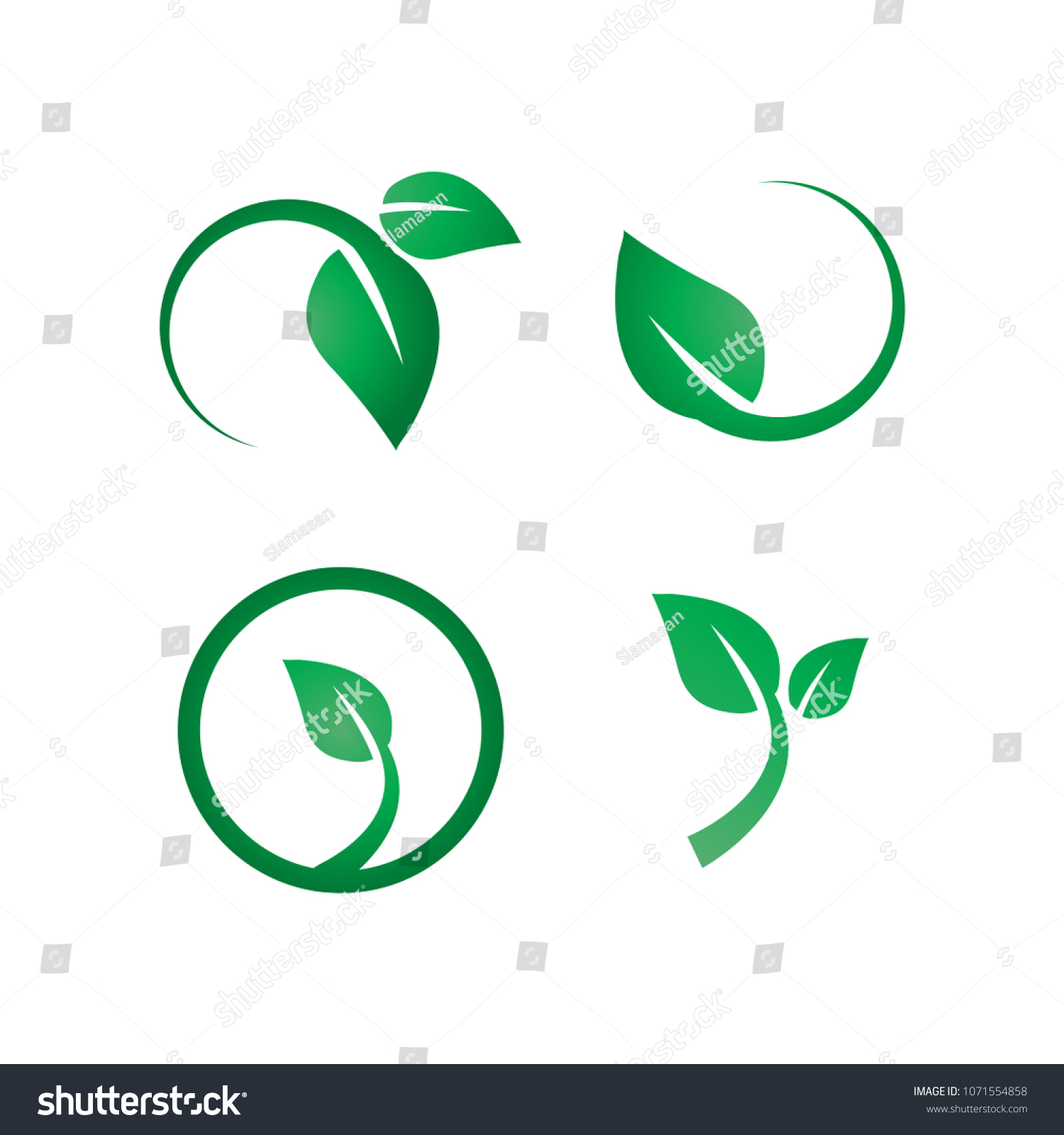 Green Leaf Logo Icon Design Template Stock Vector (Royalty Free) 1071554858