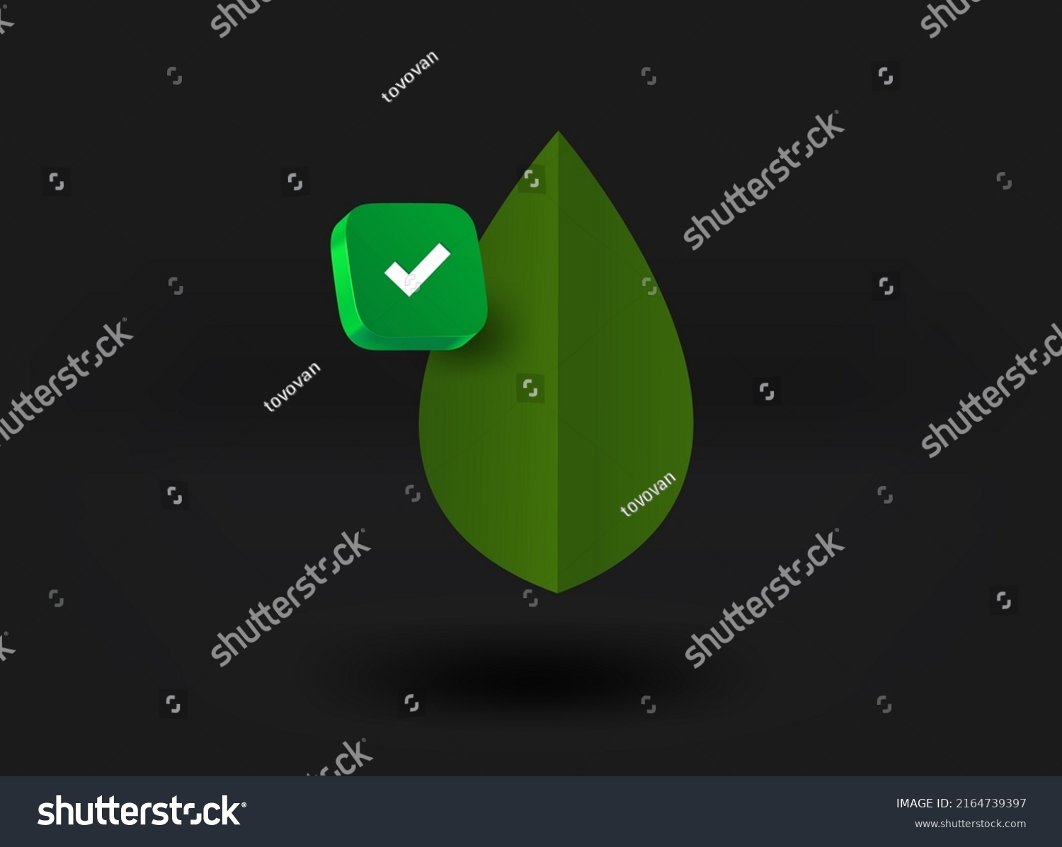 Green Leaf Checkmark Icon 3d Vector Stock Vector (Royalty Free ...