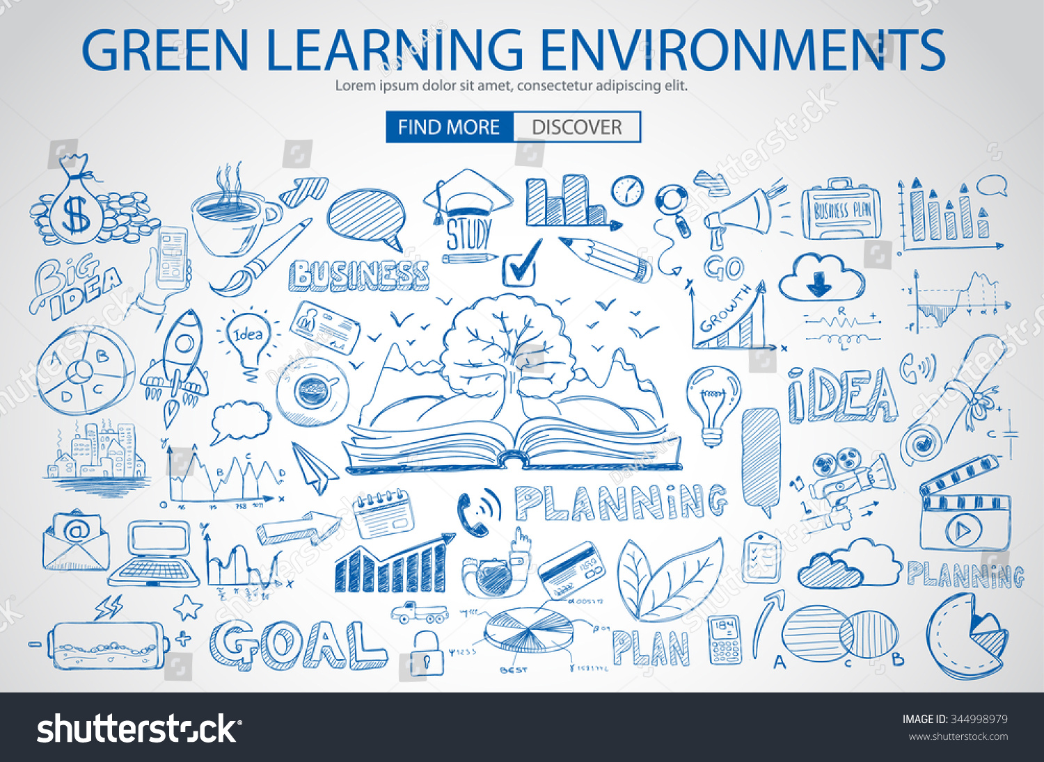 Green Learning Environment Doodle Design Style Stock Vector (Royalty ...