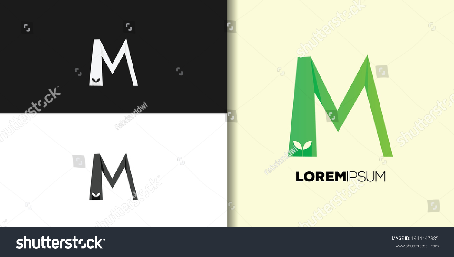 Green Letter M Logo Set Idea Stock Vector (Royalty Free) 1944447385