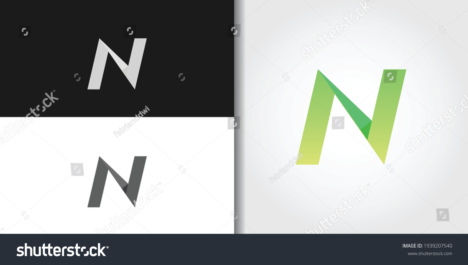 Green Letter N Logo Set Template Stock Vector (Royalty Free) 1939207540