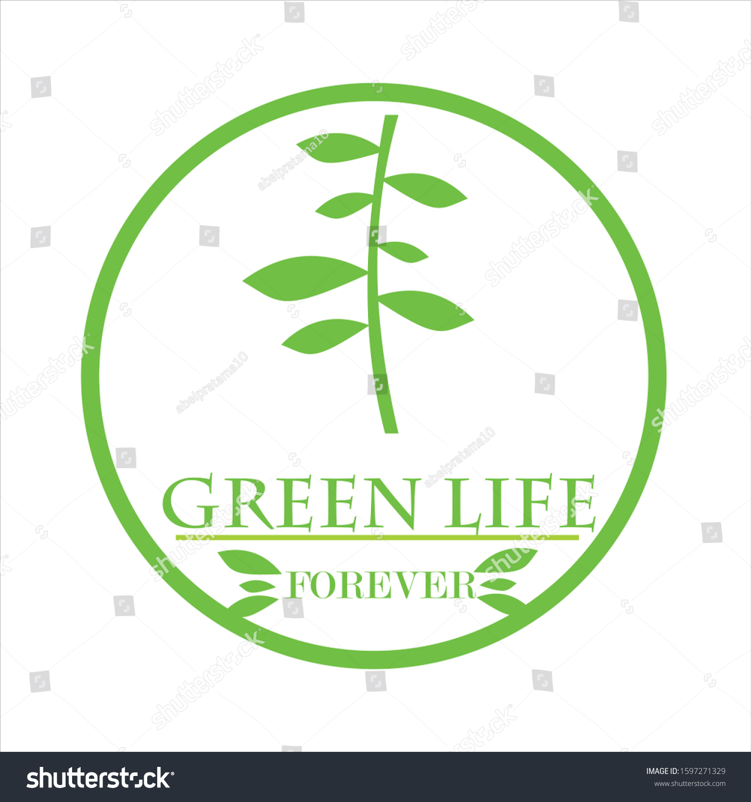 Green Life Template Logo Design Stock Vector (Royalty Free) 1597271329
