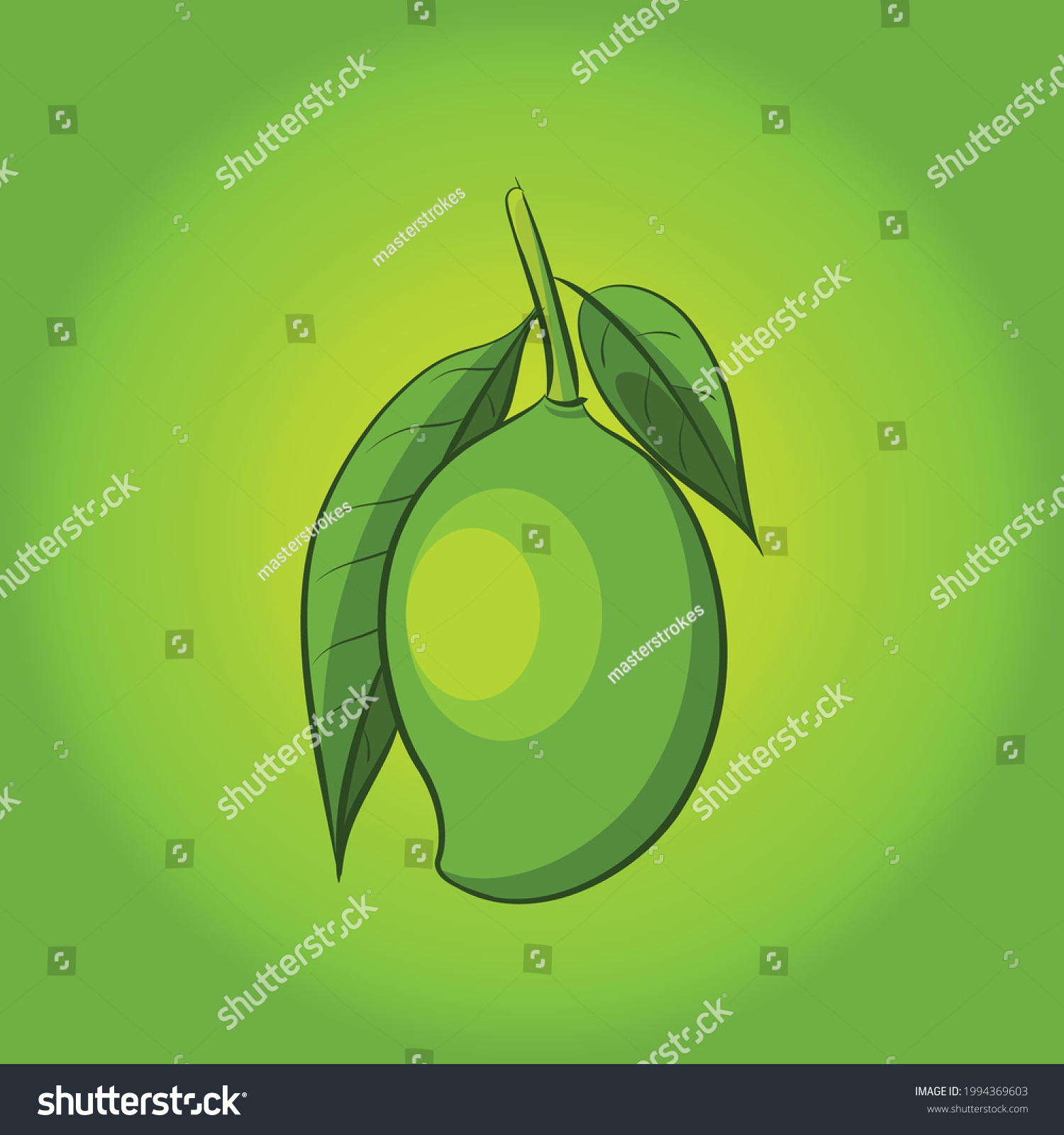 Green Mango Colour Vector Illustration Stock Vector (Royalty Free ...