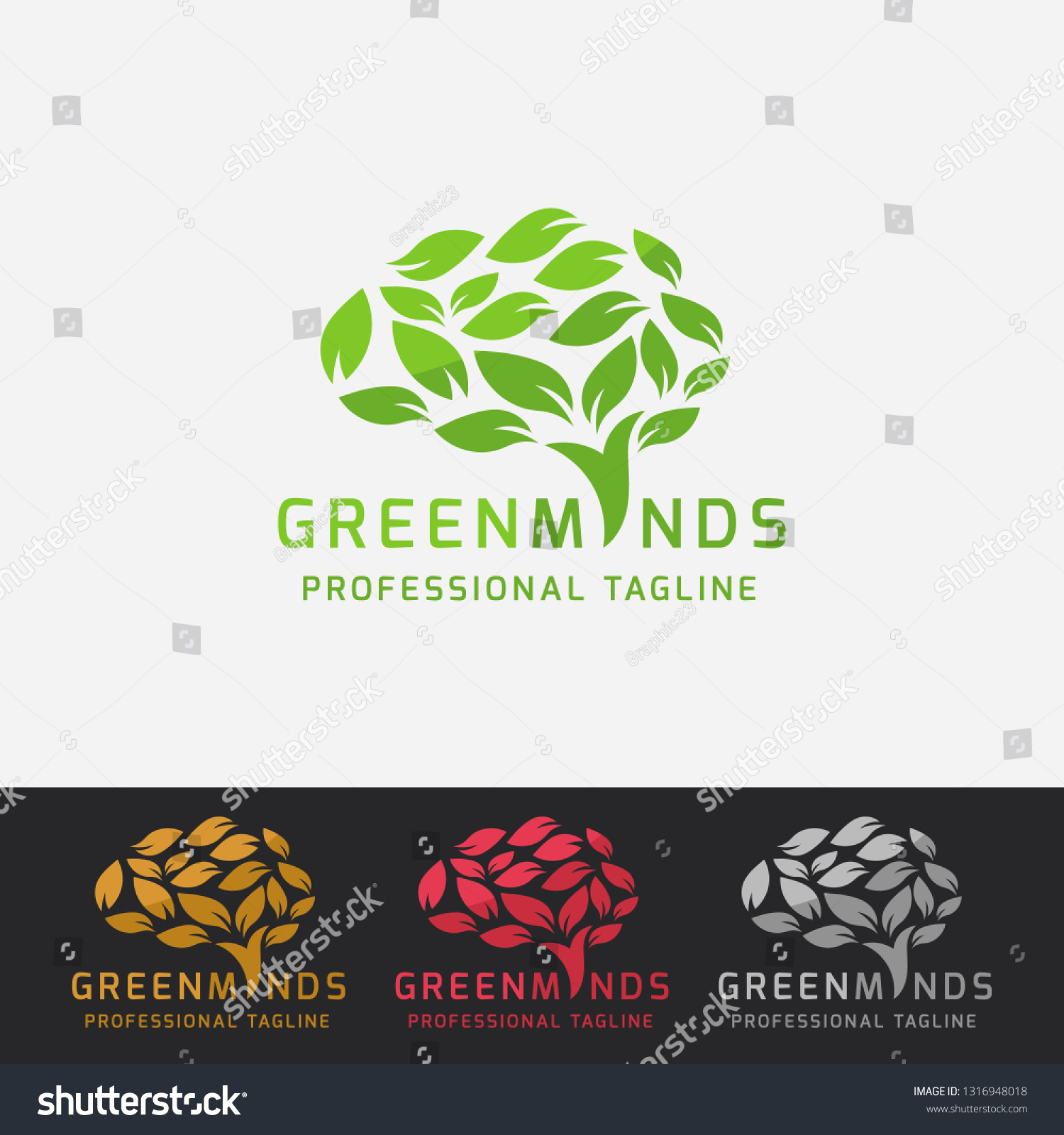 Green Minds Tree Logo Design Vector Stock Vector (Royalty Free) 1316948018