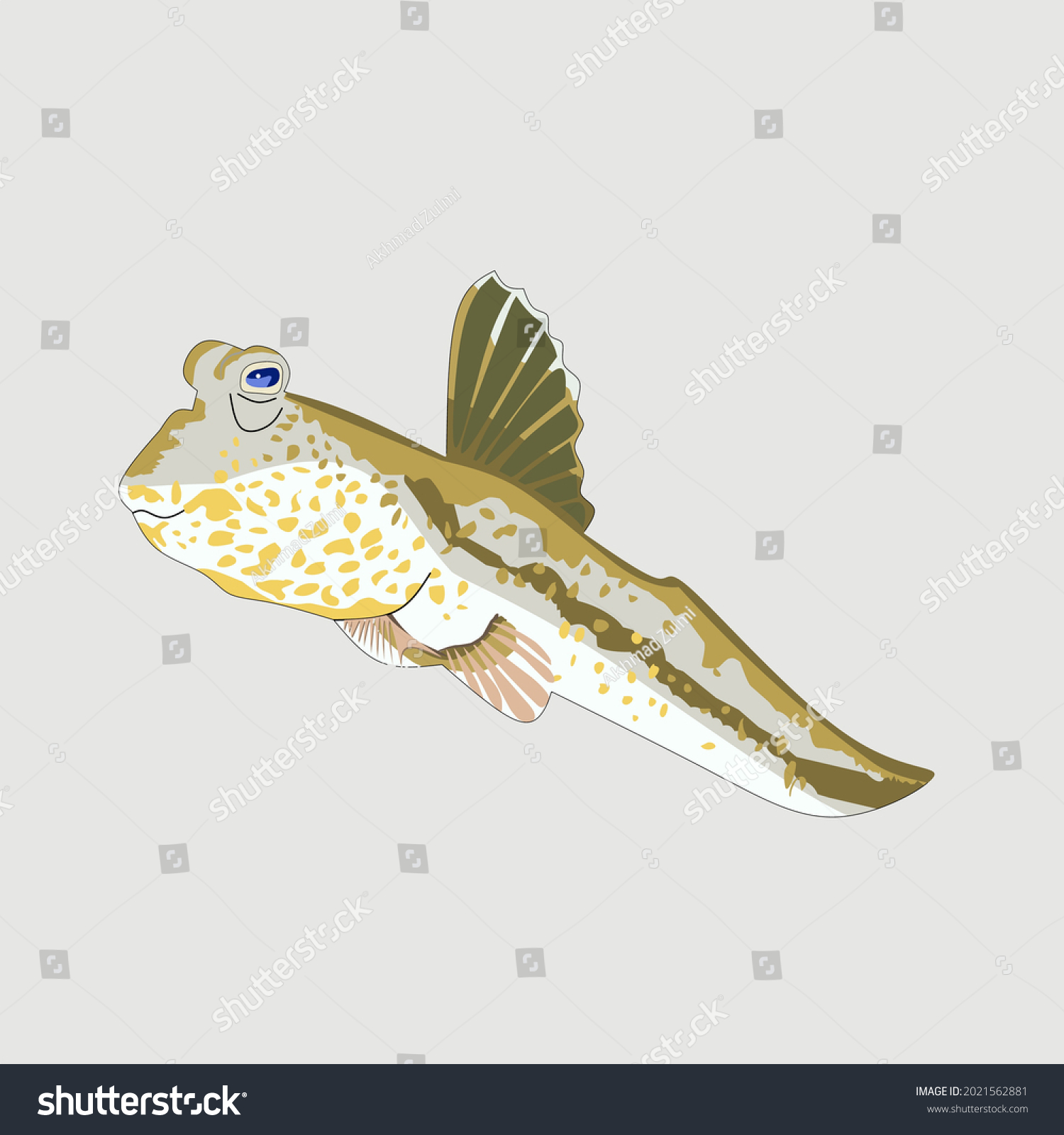 Green Mudskipper Fish Background Stock Vector (Royalty Free) 2021562881