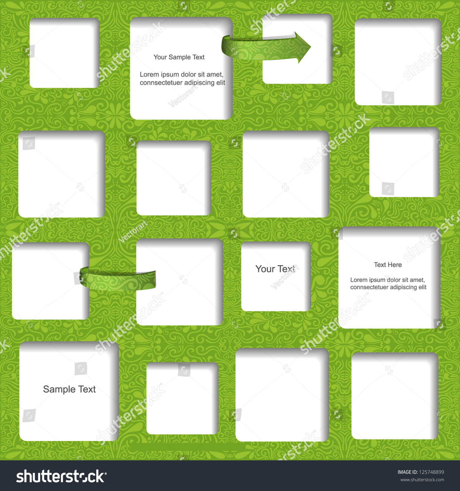 Green Nature Modern Abstract Vector Text Box Set With Pattern ...