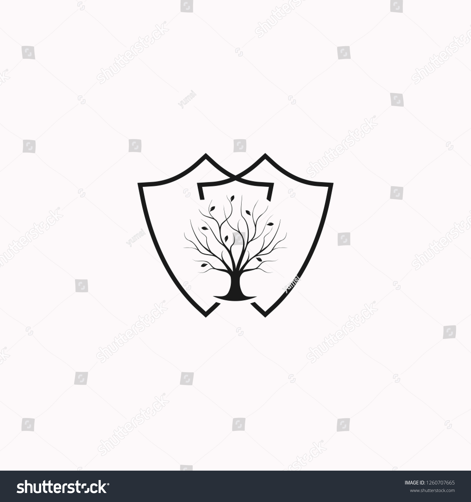 Green Oak Tree Shield Secure Protection: vector de stock (libre de ...