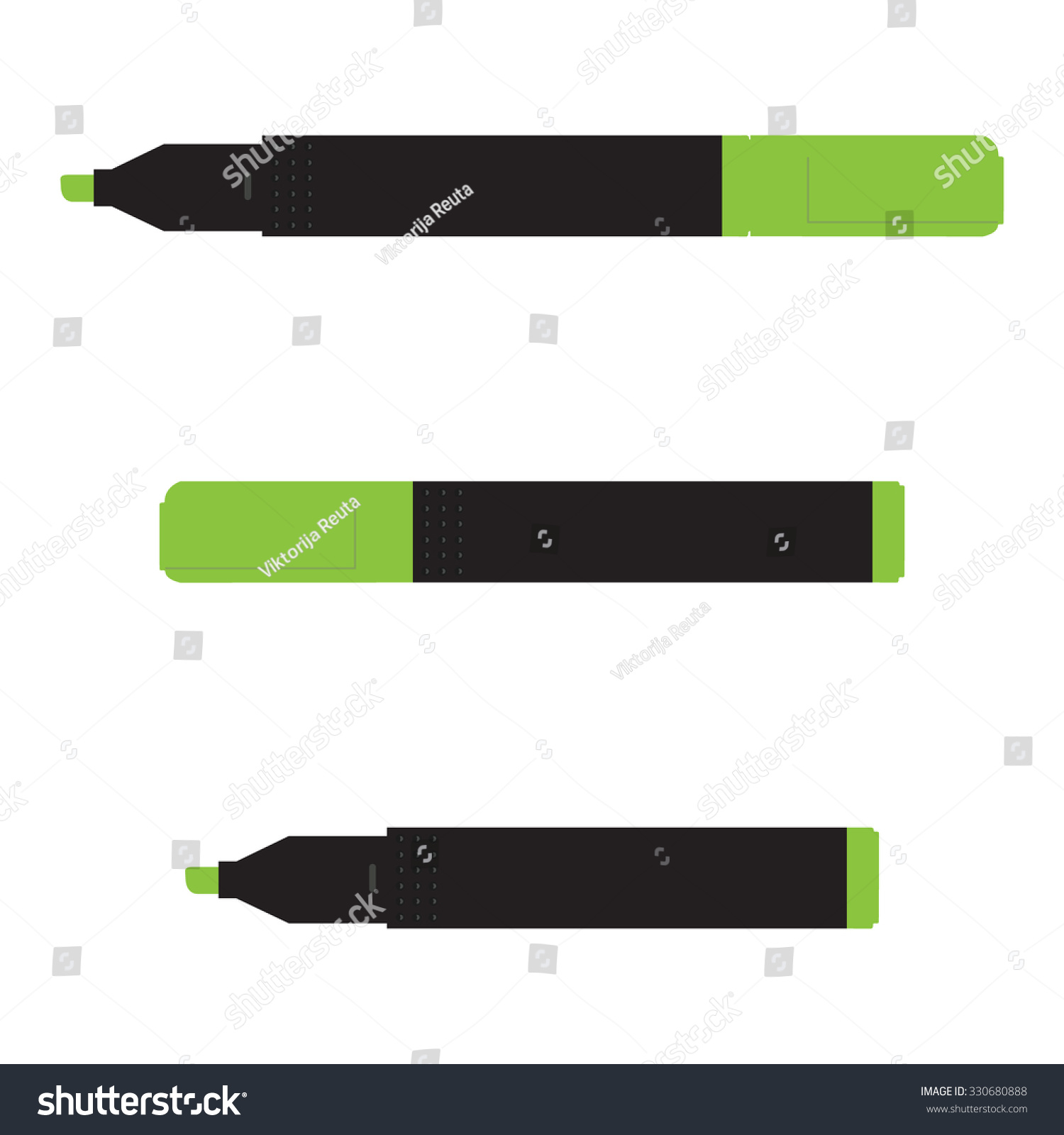 Green Opened Closed Marker Highlighter Vector Stock Vector (Royalty ...