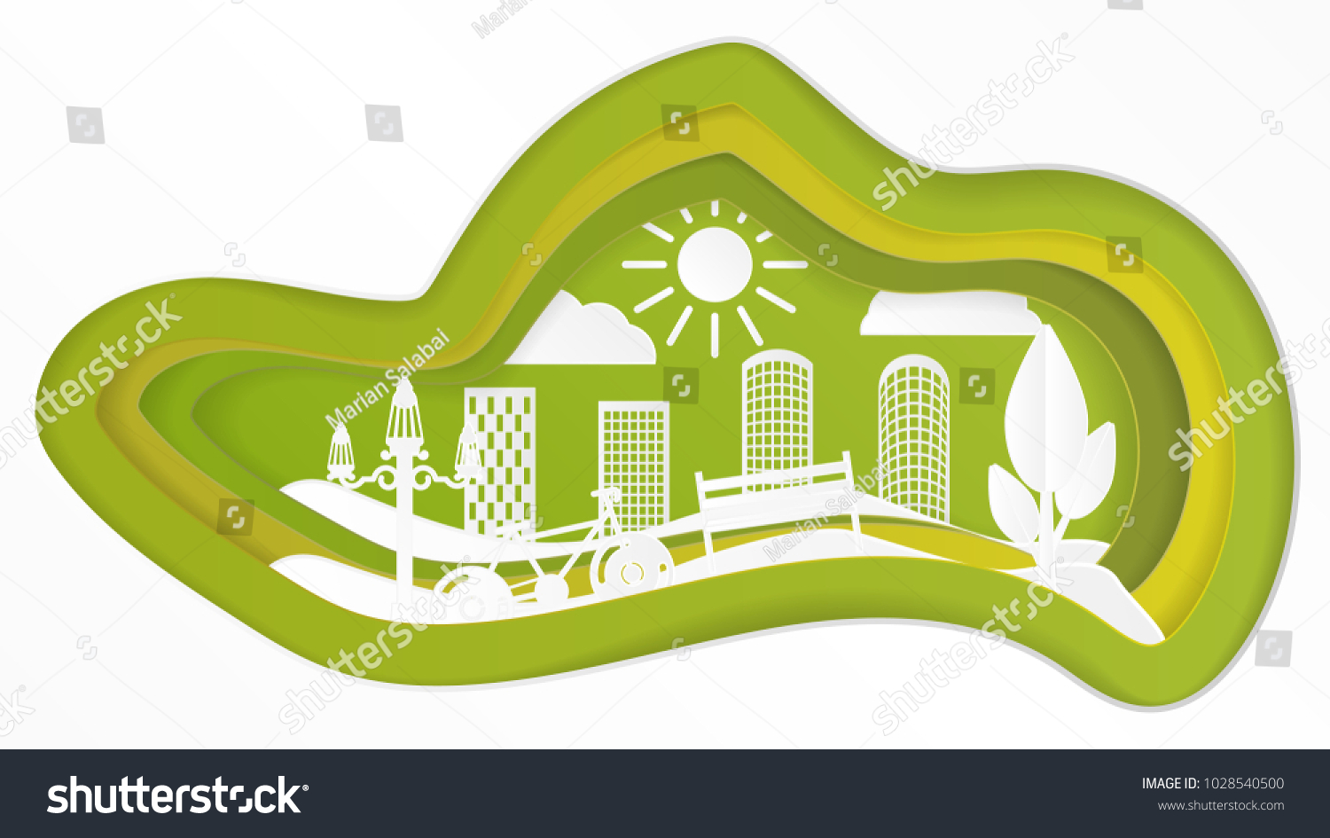 Green Paper City Stock Vector (Royalty Free) 1028540500 | Shutterstock