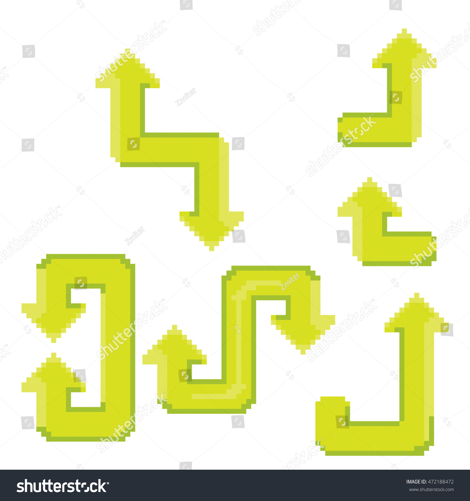 Green Pixel Style Arrow Collection Vector Stock Vector (Royalty Free ...