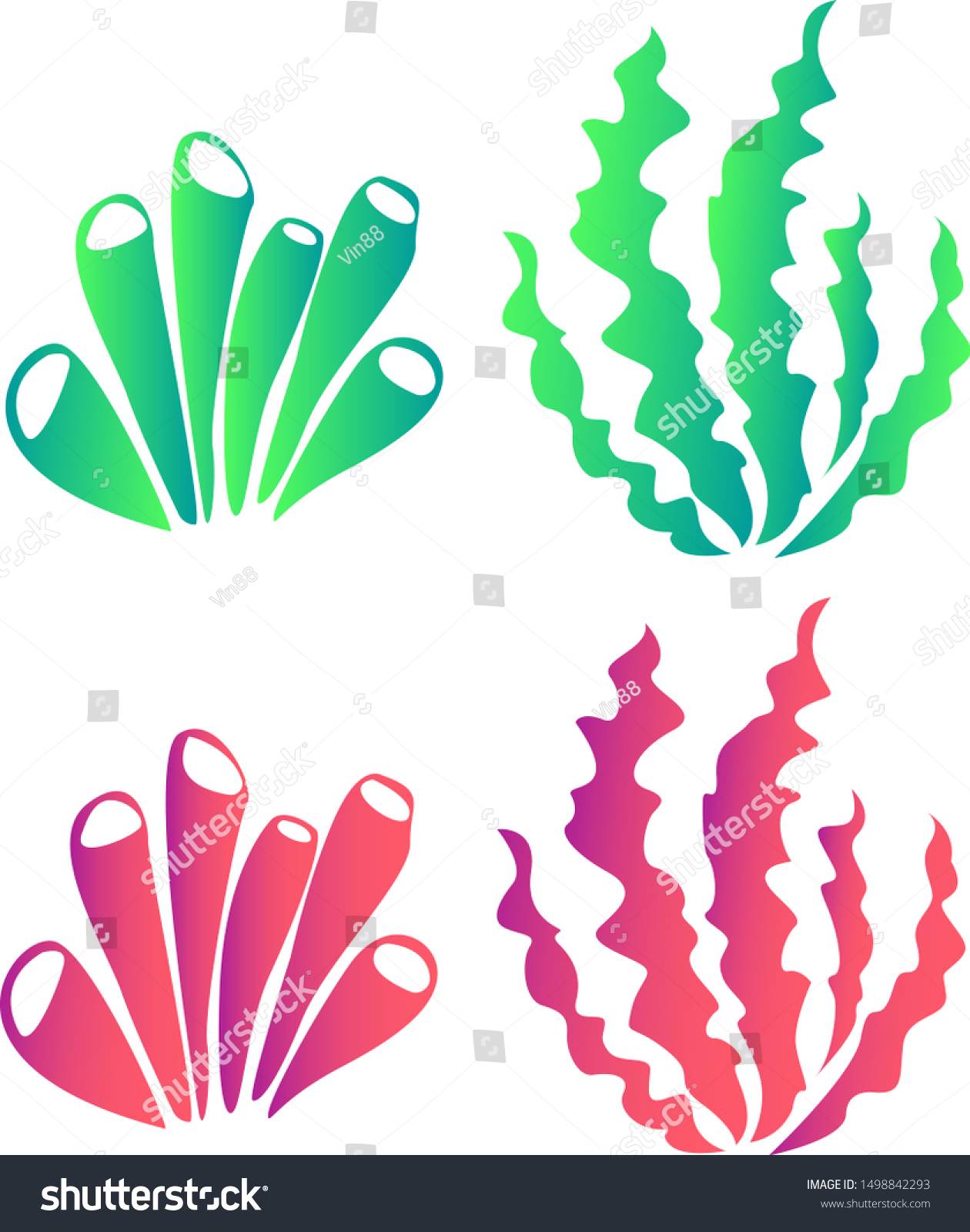 Green Plants Elements Design Vector Plants Stock Vector (Royalty Free ...