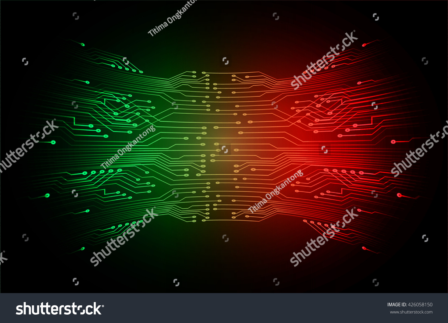Green Red High Tech Circuit Board Stock Vector (Royalty Free) 426058150