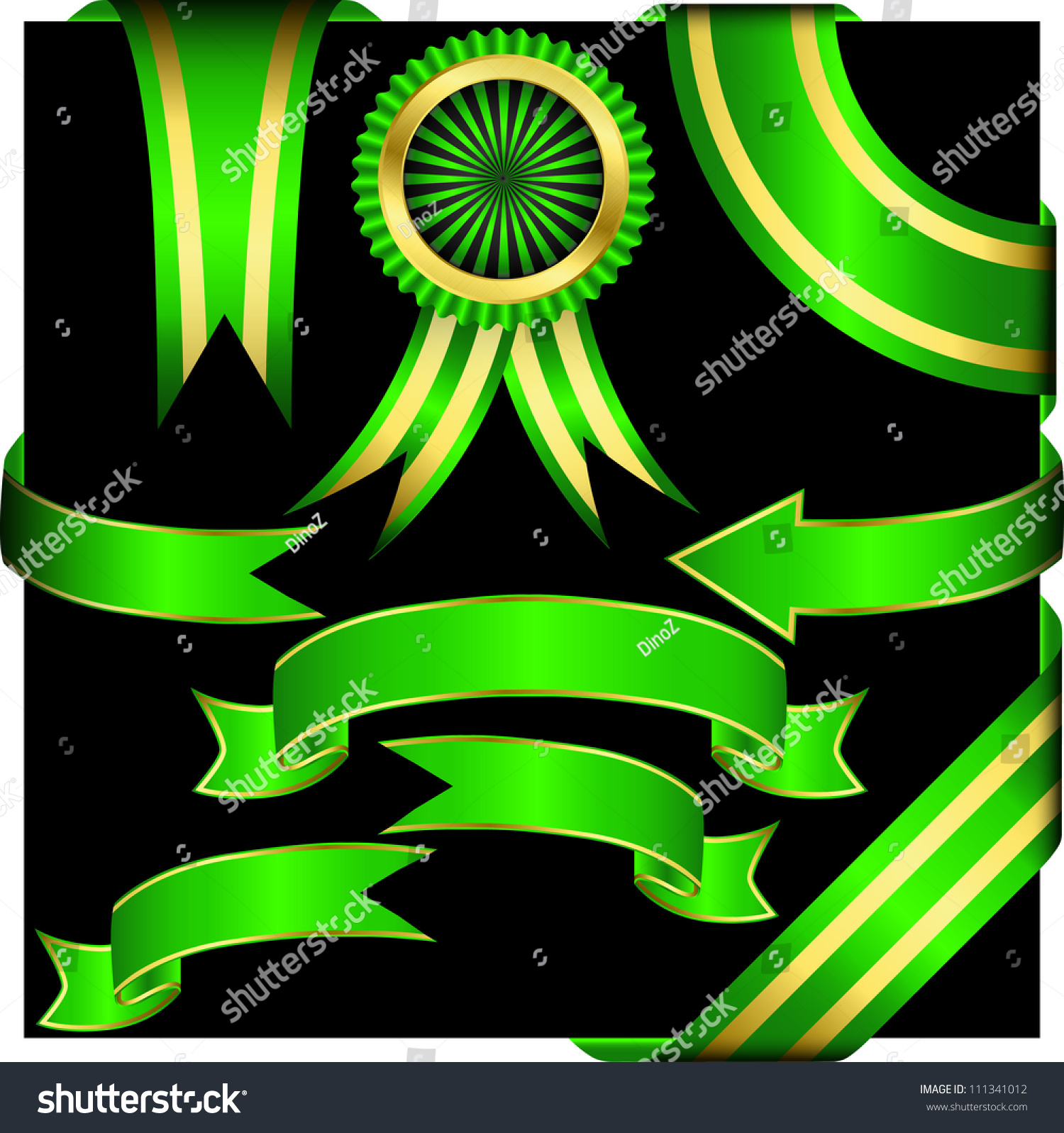 Green Ribbons Set Vector Illustration Stock Vector (Royalty Free ...