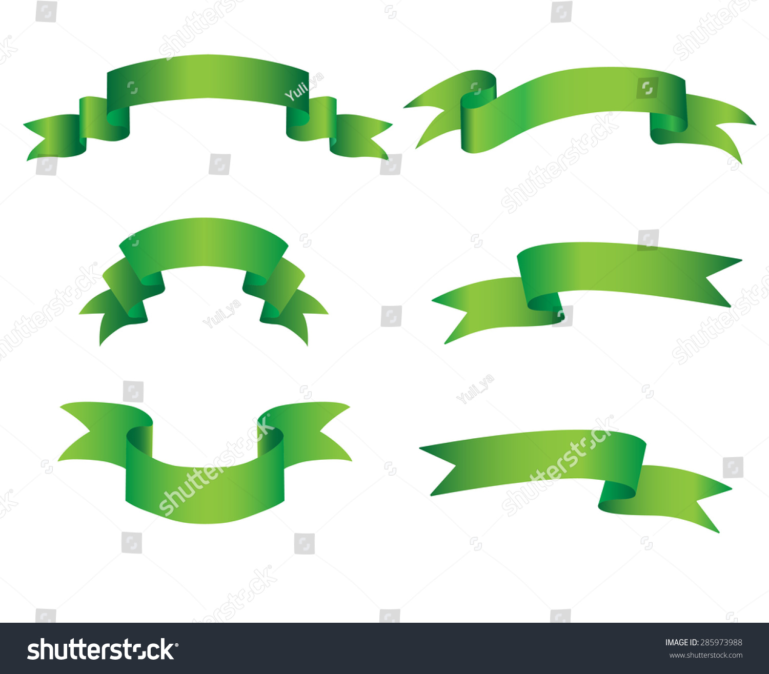 Green Ribbons Vector Illustration Stock Vector (Royalty Free) 285973988