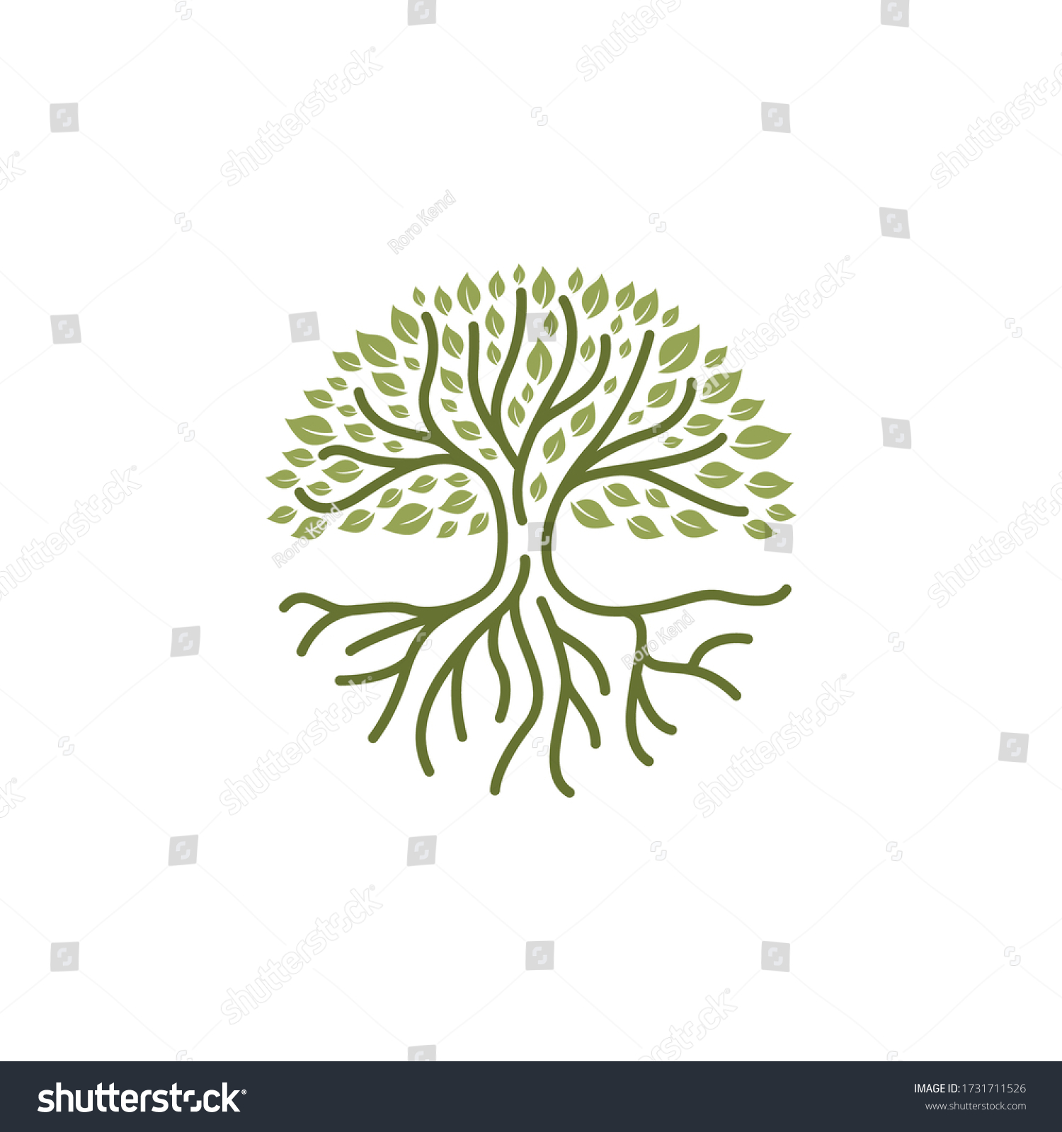 Green Root Tree Logo Design Vector Stock Vector (Royalty Free) 1731711526