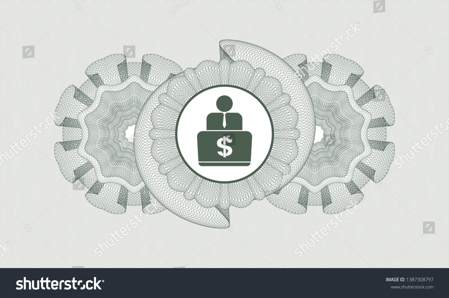 Green Rosette Linear Illustration Man Working Stock Vector (Royalty ...