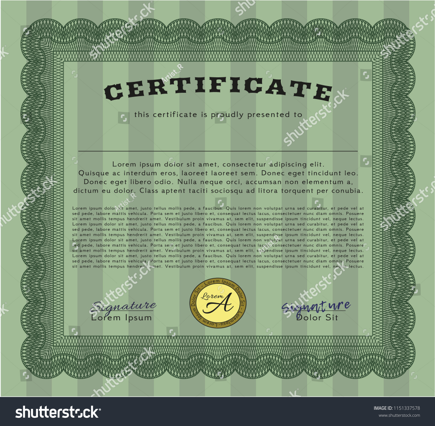 Green Sample Certificate Vector Illustration Linear Stock Vector ...