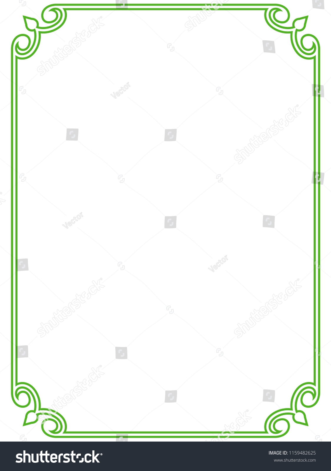 Green Simple Line Border Frame Vector: เวกเตอร์สต็อก (ปลอดค่าลิขสิทธิ์ ...