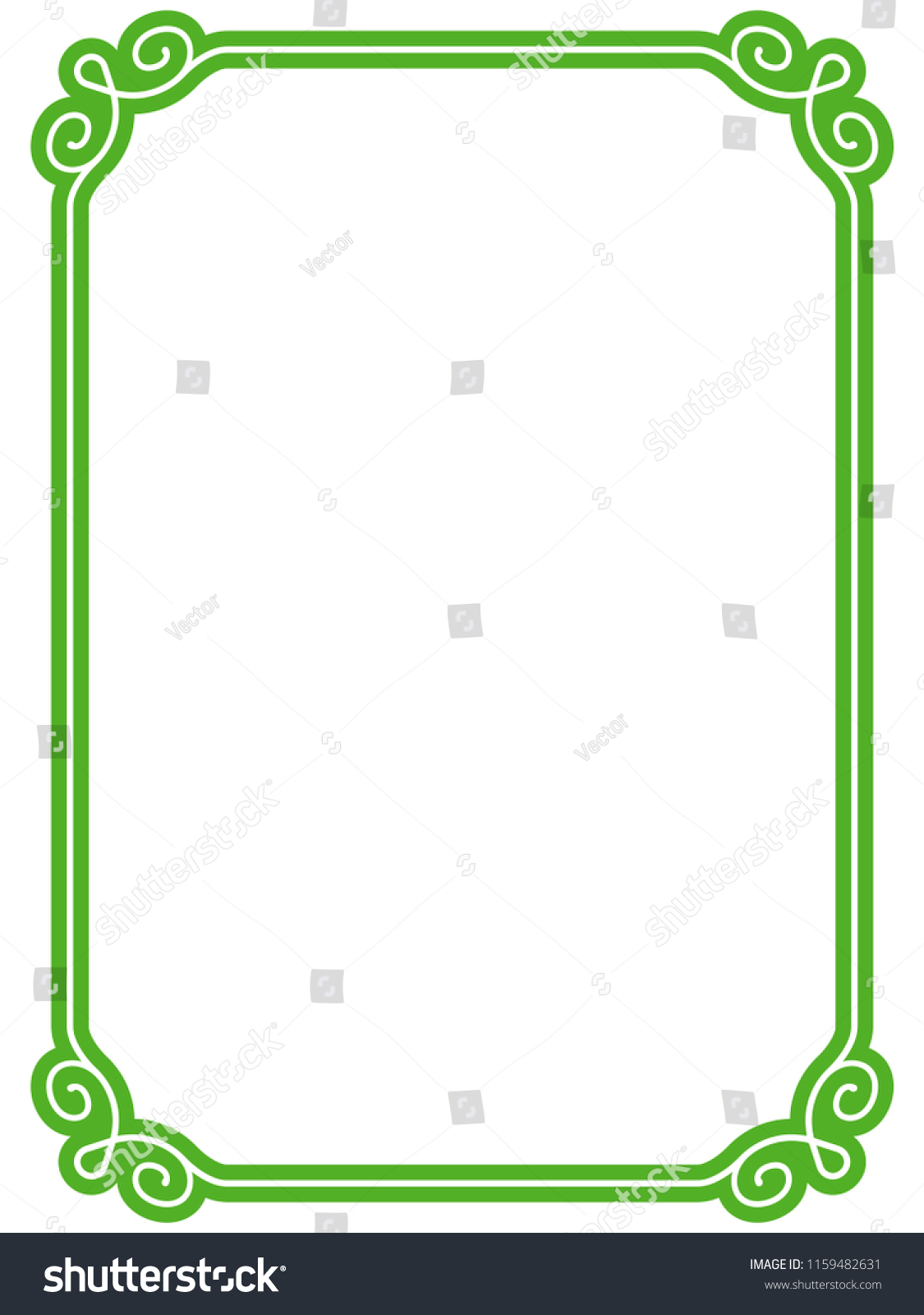 Green Simple Line Border Frame Vector: เวกเตอร์สต็อก (ปลอดค่าลิขสิทธิ์ ...