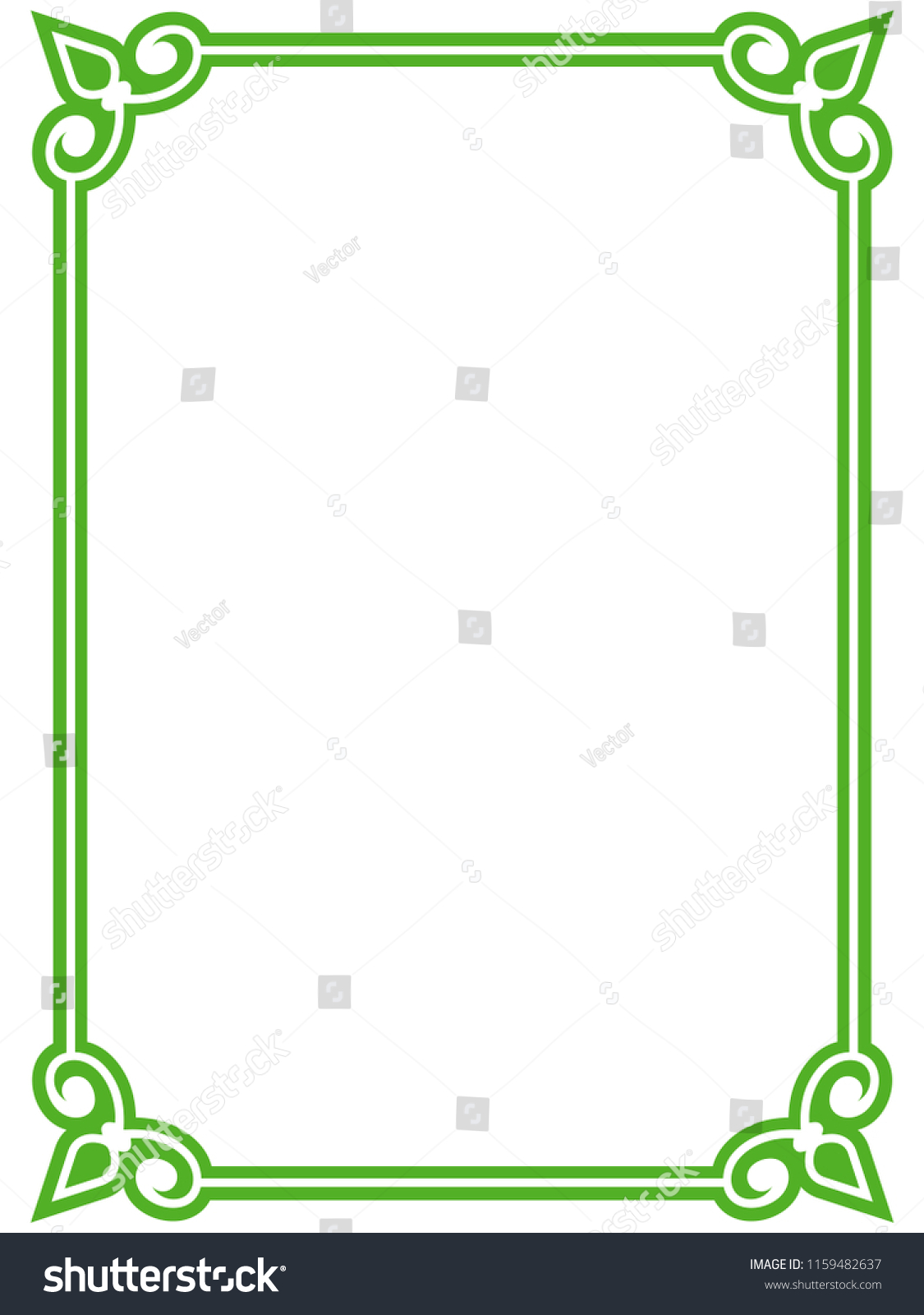 Green Simple Line Border Frame Vector: เวกเตอร์สต็อก (ปลอดค่าลิขสิทธิ์ ...