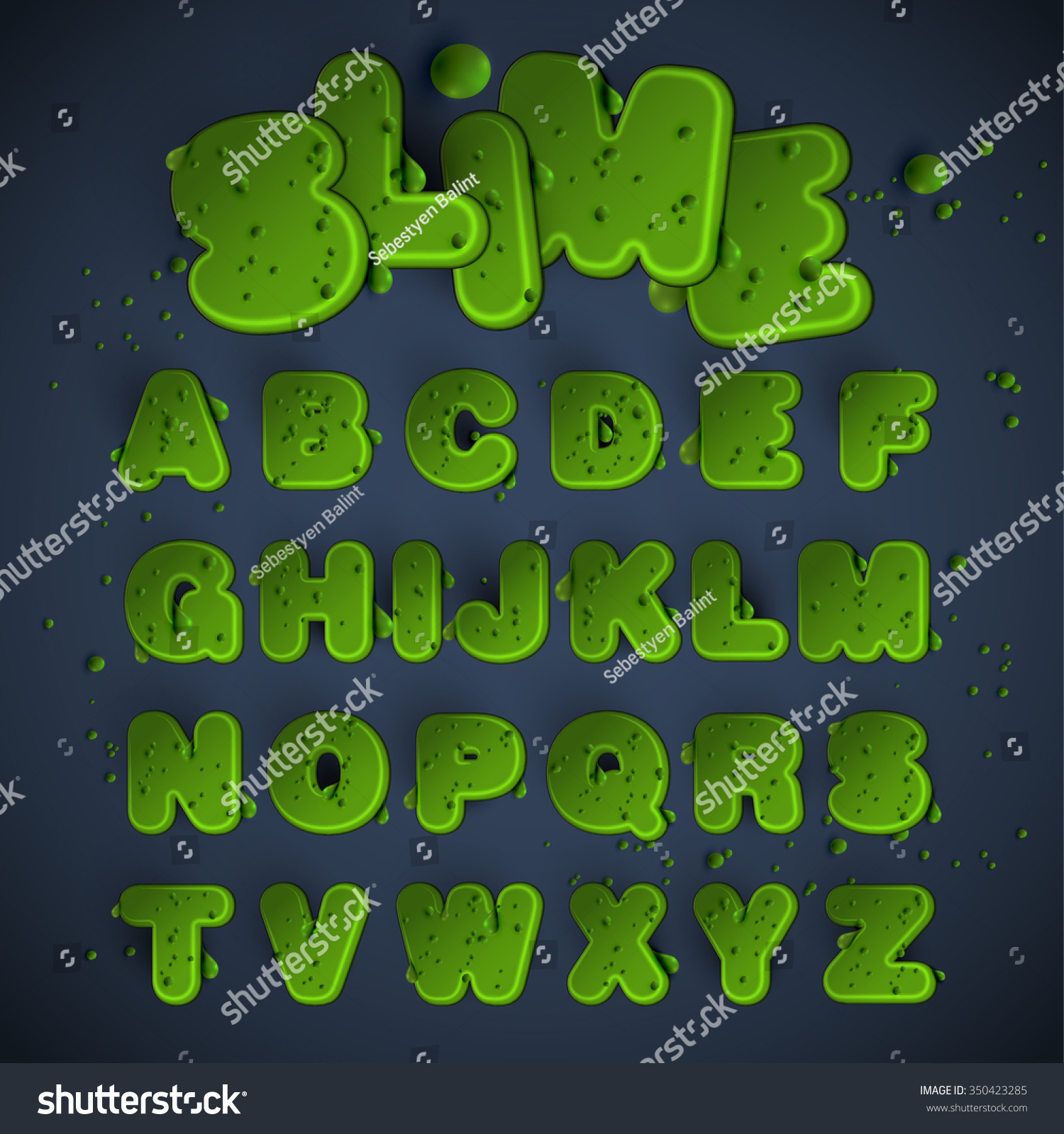 Green Slime Font Set, Vector - 350423285 : Shutterstock