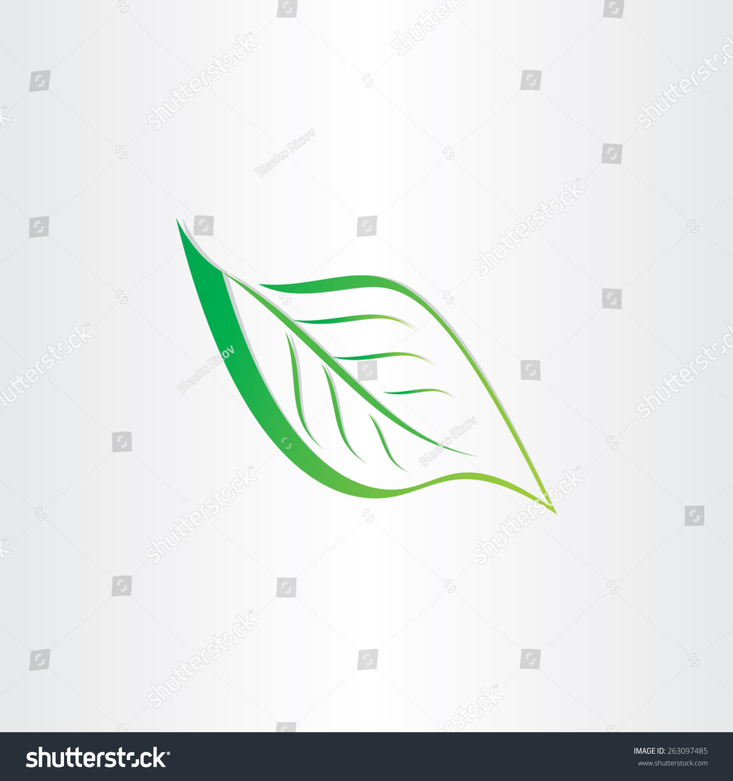 Green Stylized Leaf Icon Design Stock Vector (Royalty Free) 263097485 ...