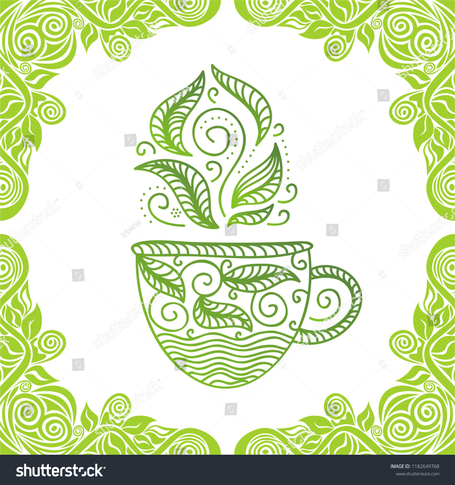 Green Tea Vector Illustration Stock Vector (Royalty Free) 1182649768 ...