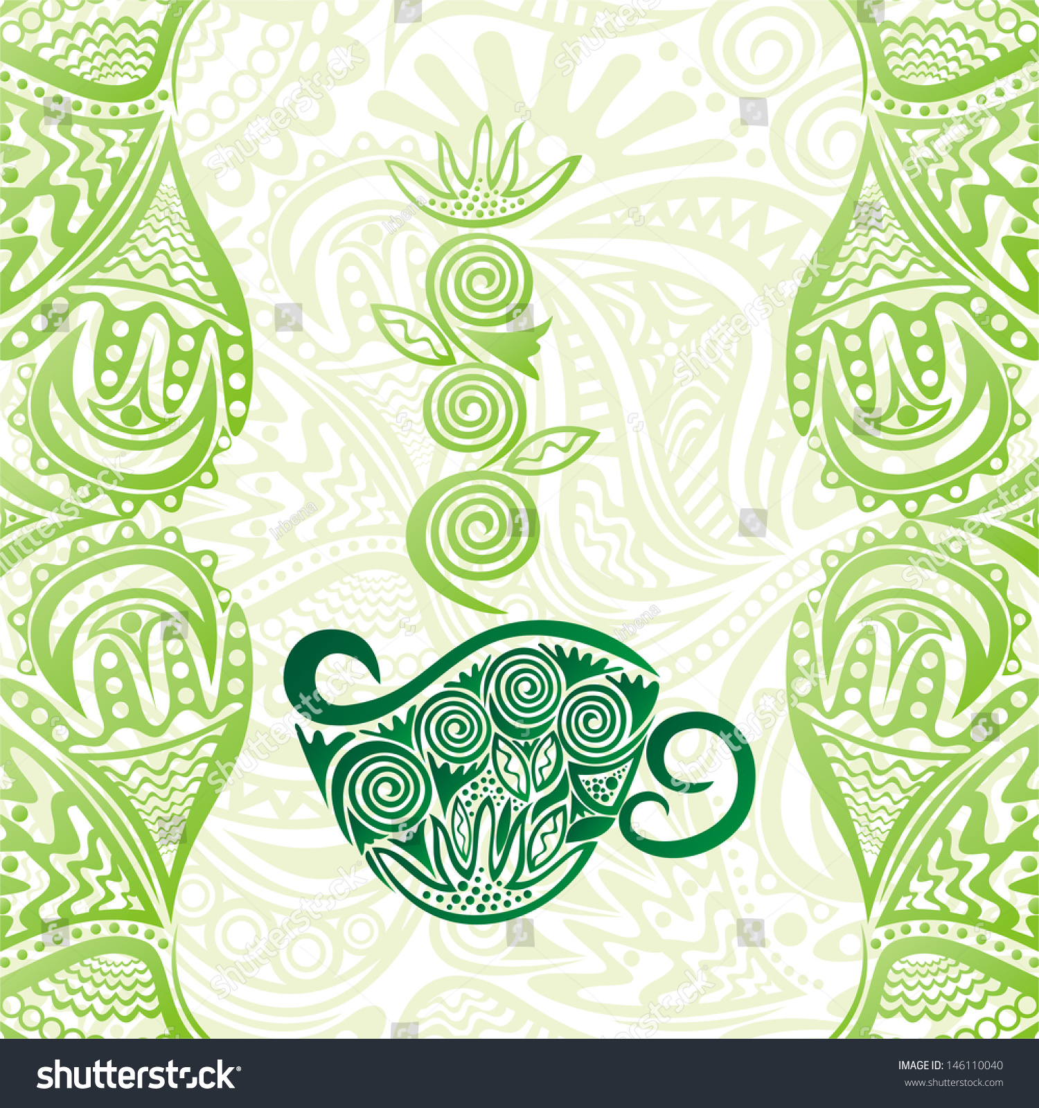 Green Tea Vector Illustration: vector de stock (libre de regalías ...