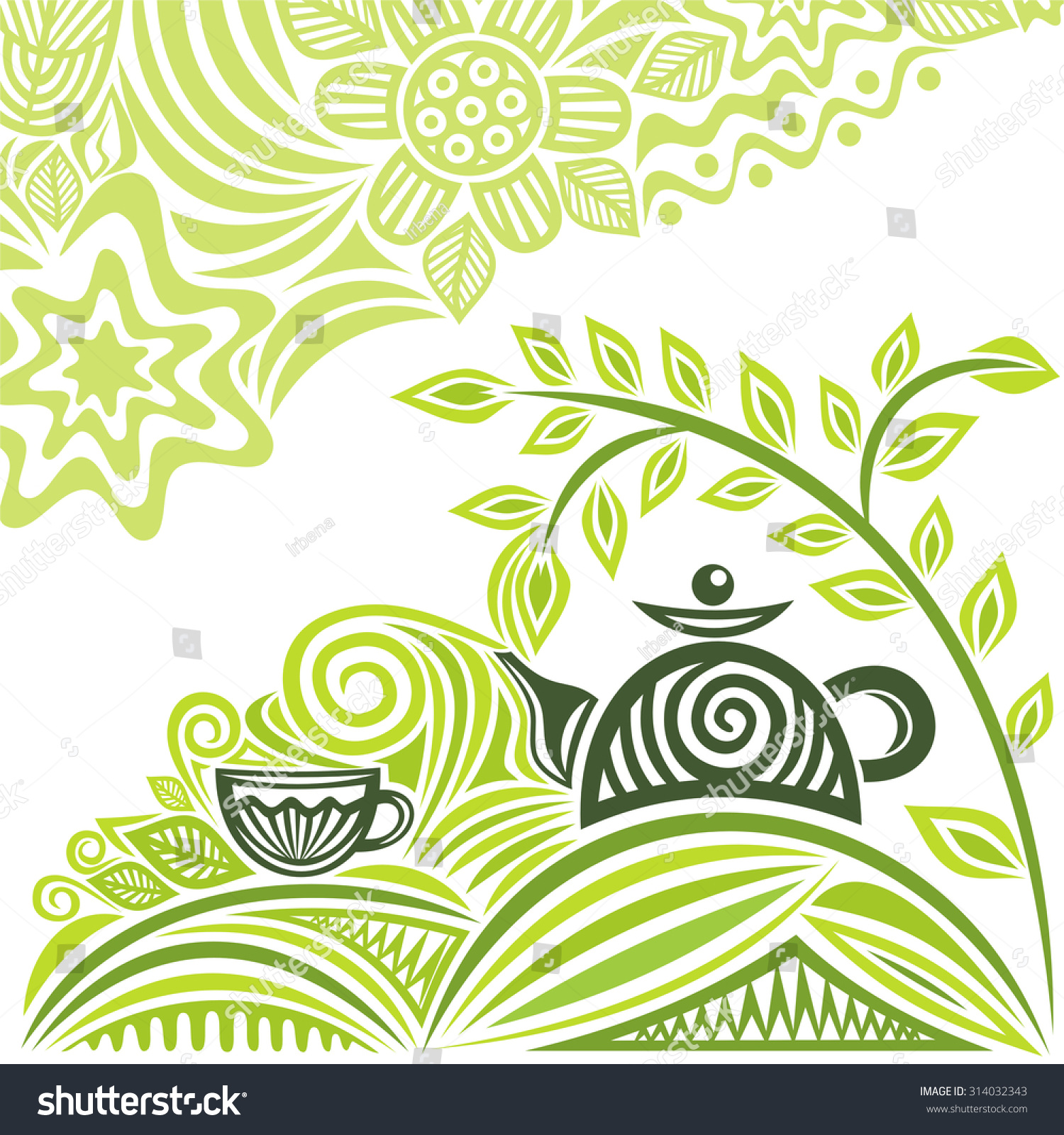 Green Tea Vector Illustration Stock Vector (Royalty Free) 314032343 ...