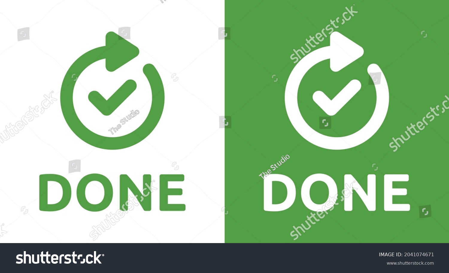 Green Tick Button Done Icon Stock Vector (Royalty Free) 2041074671