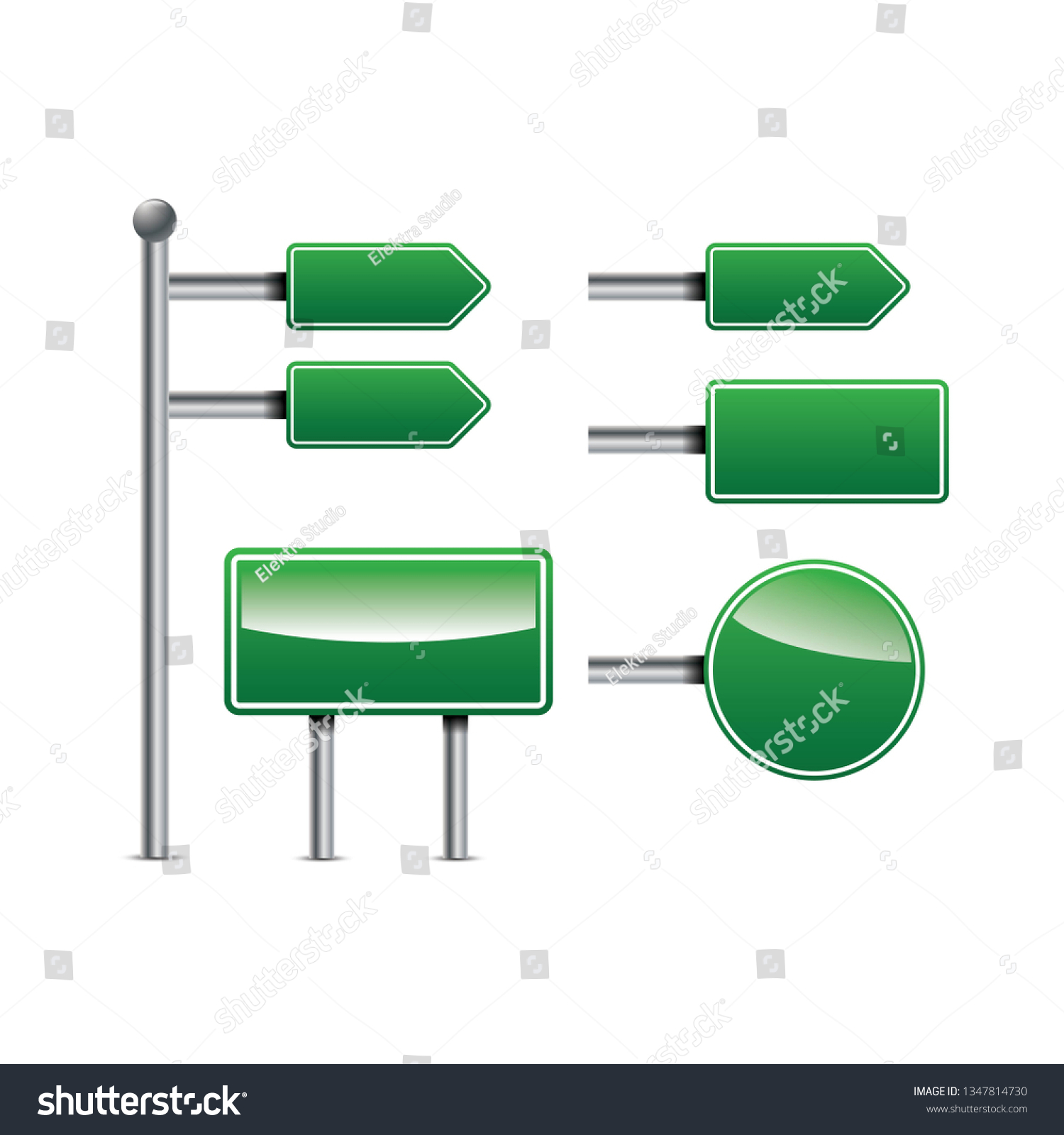 Green Traffic Signs Vector Road Board: vector de stock (libre de ...