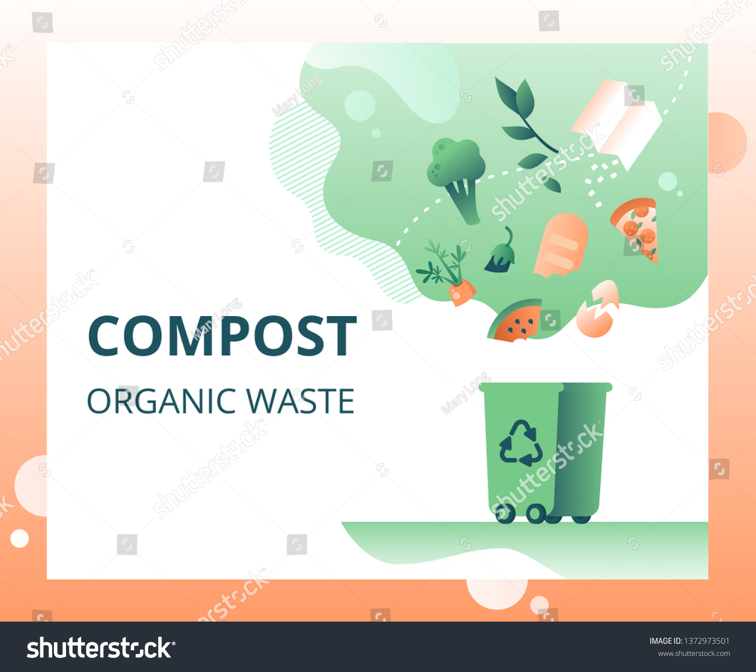 Green Trash Can Falling Organic Waste Stock Vector (Royalty Free ... Green Trash Can Falling Organic Waste Stock Vector (Royalty Free ...