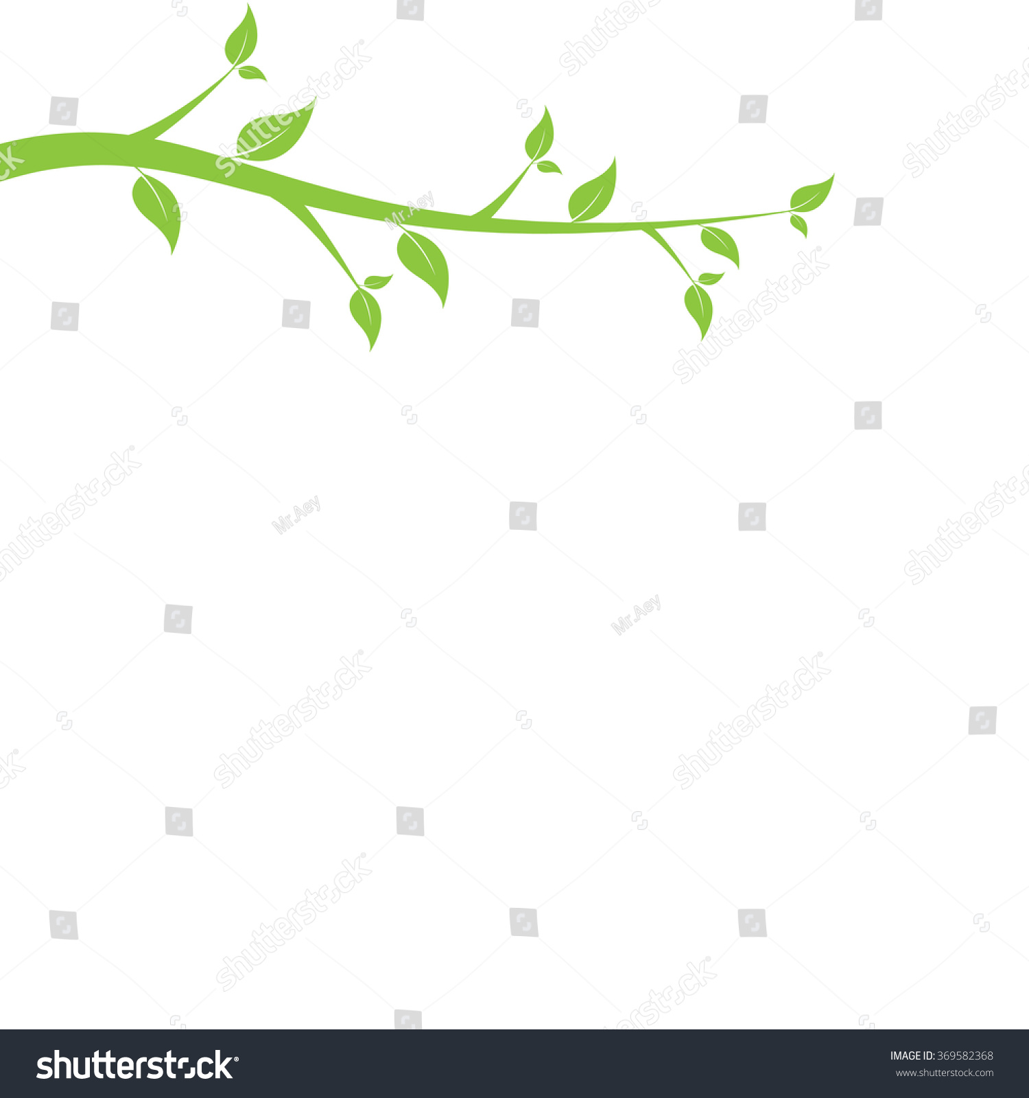 Green Tree Branch Vector Stock Vector (Royalty Free) 369582368 ...