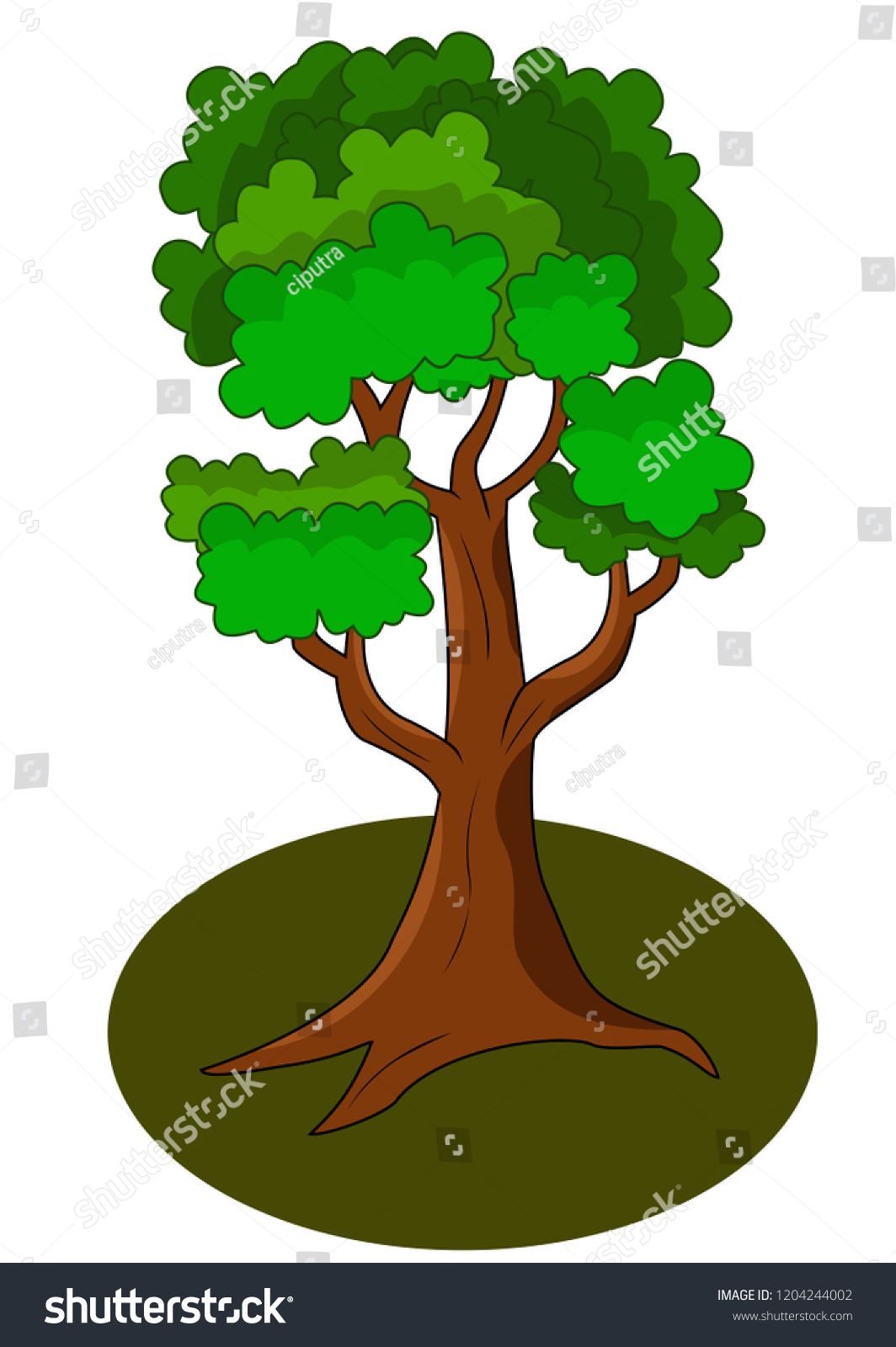 Green Tree Cartoon Stock Vector (Royalty Free) 1204244002